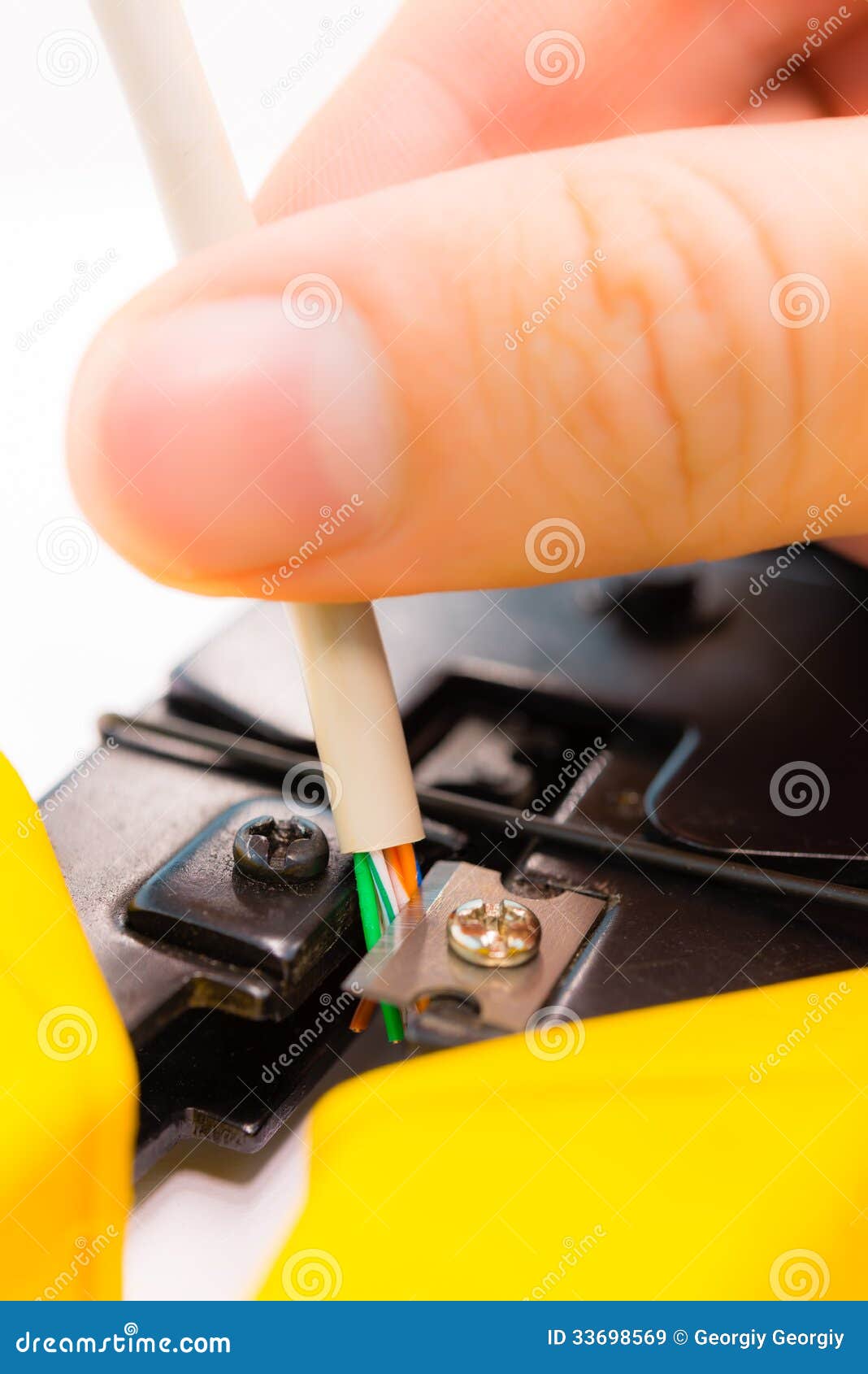 Cutter Cutting a Network Cable on White Background Stock Image - Image ...