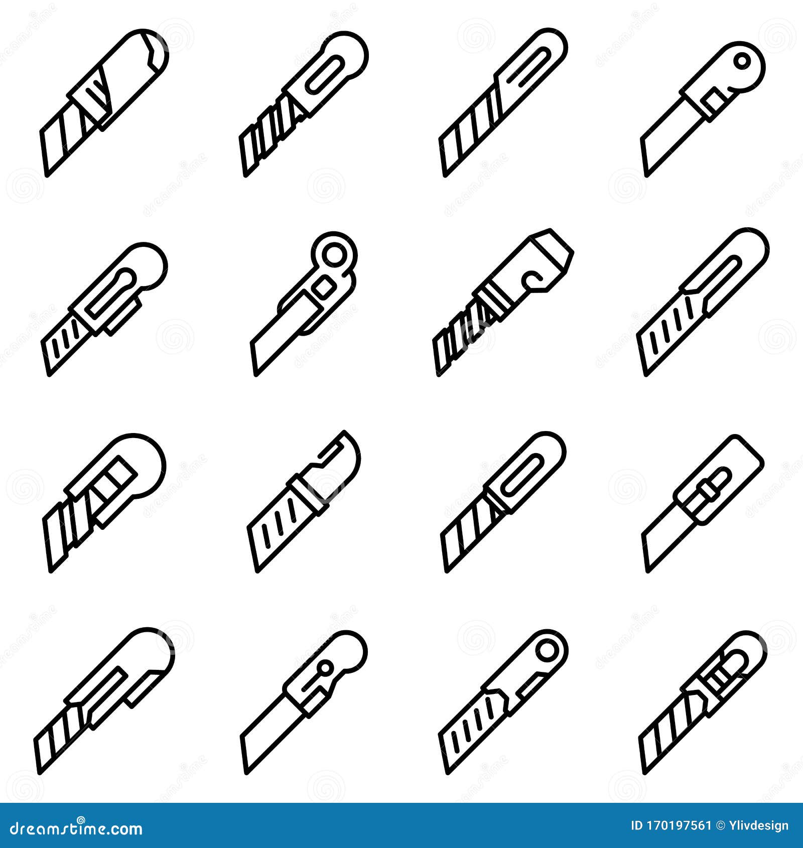 Cutter Icons Set, Outline Style Stock Vector - Illustration of office ...