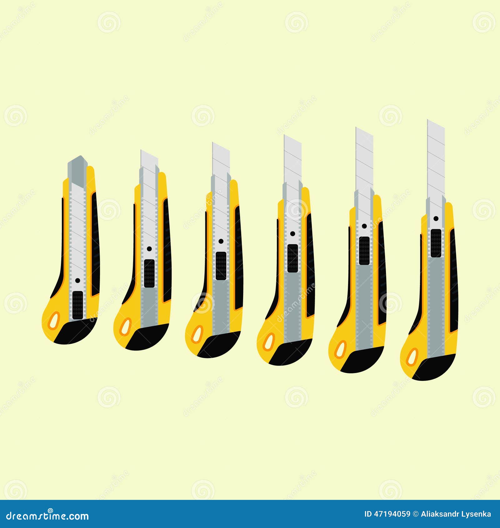 Cutter Knife (office Paper Knife) in Different Positions Stock Vector ...