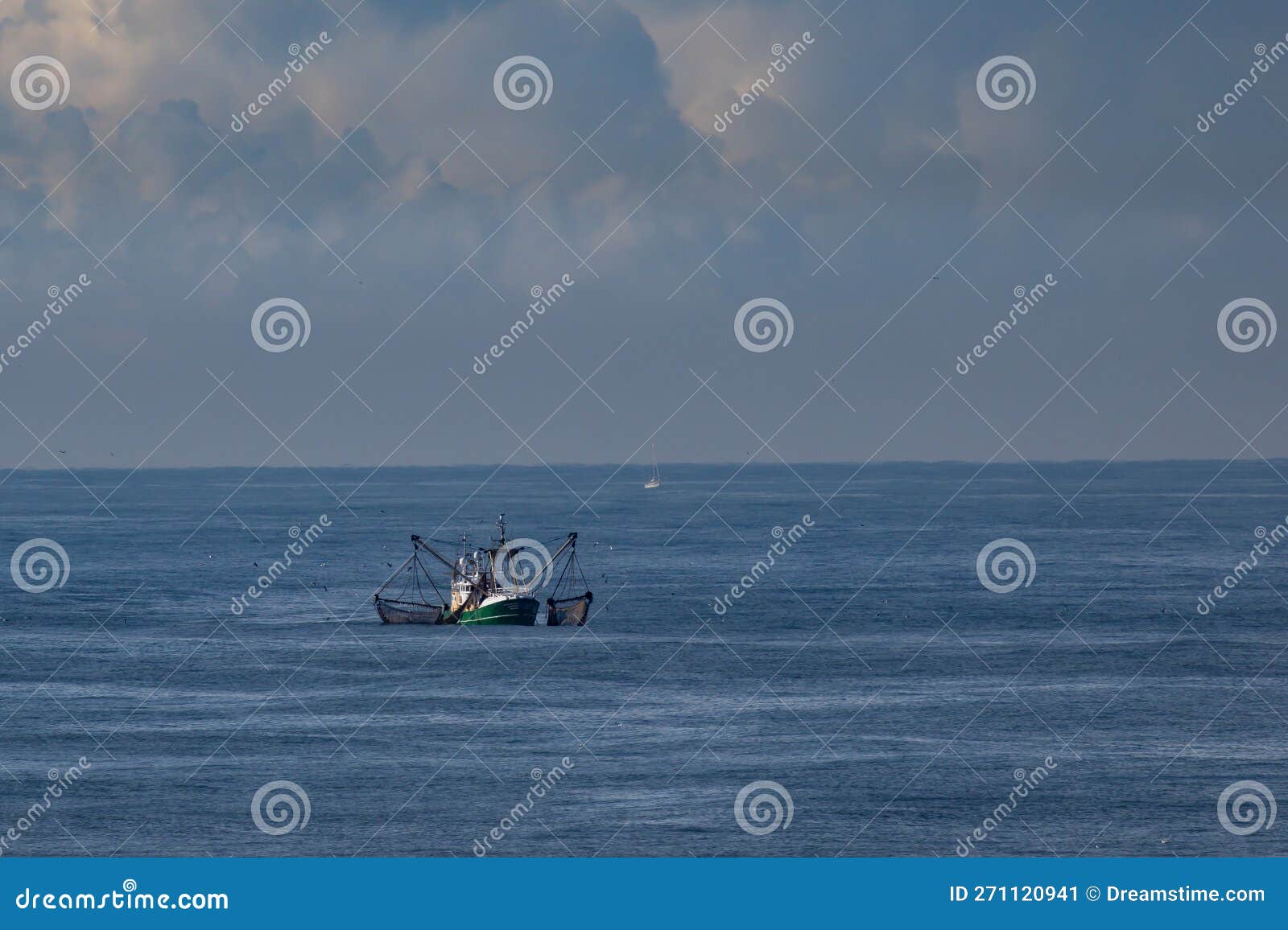 A Cutter with Lifted Drag Nets on the North Sea Stock Image - Image of ...