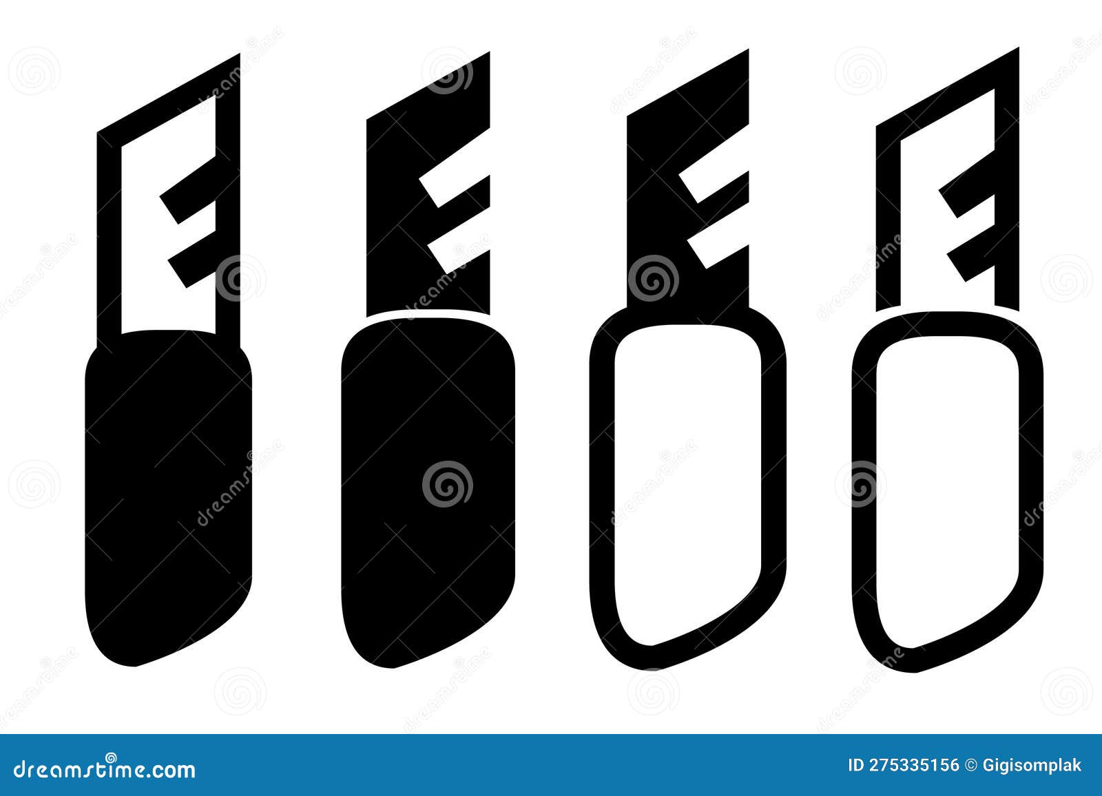 Cutter, Simple Set 4 Vector Icon, Silhouette and Outline Stock Vector ...