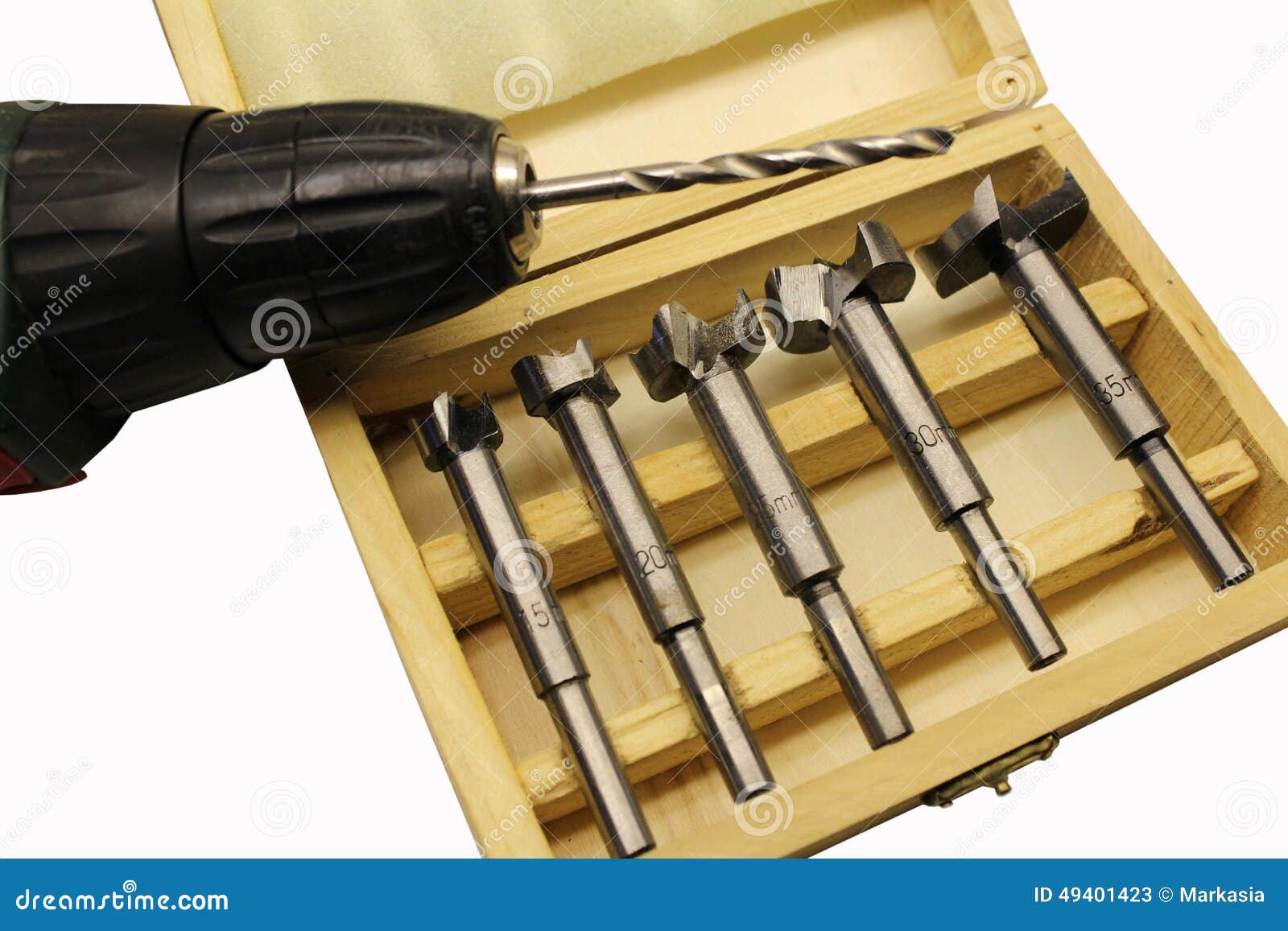 Cutters for Drilling in a Wooden Box Stock Image - Image of yellow ...