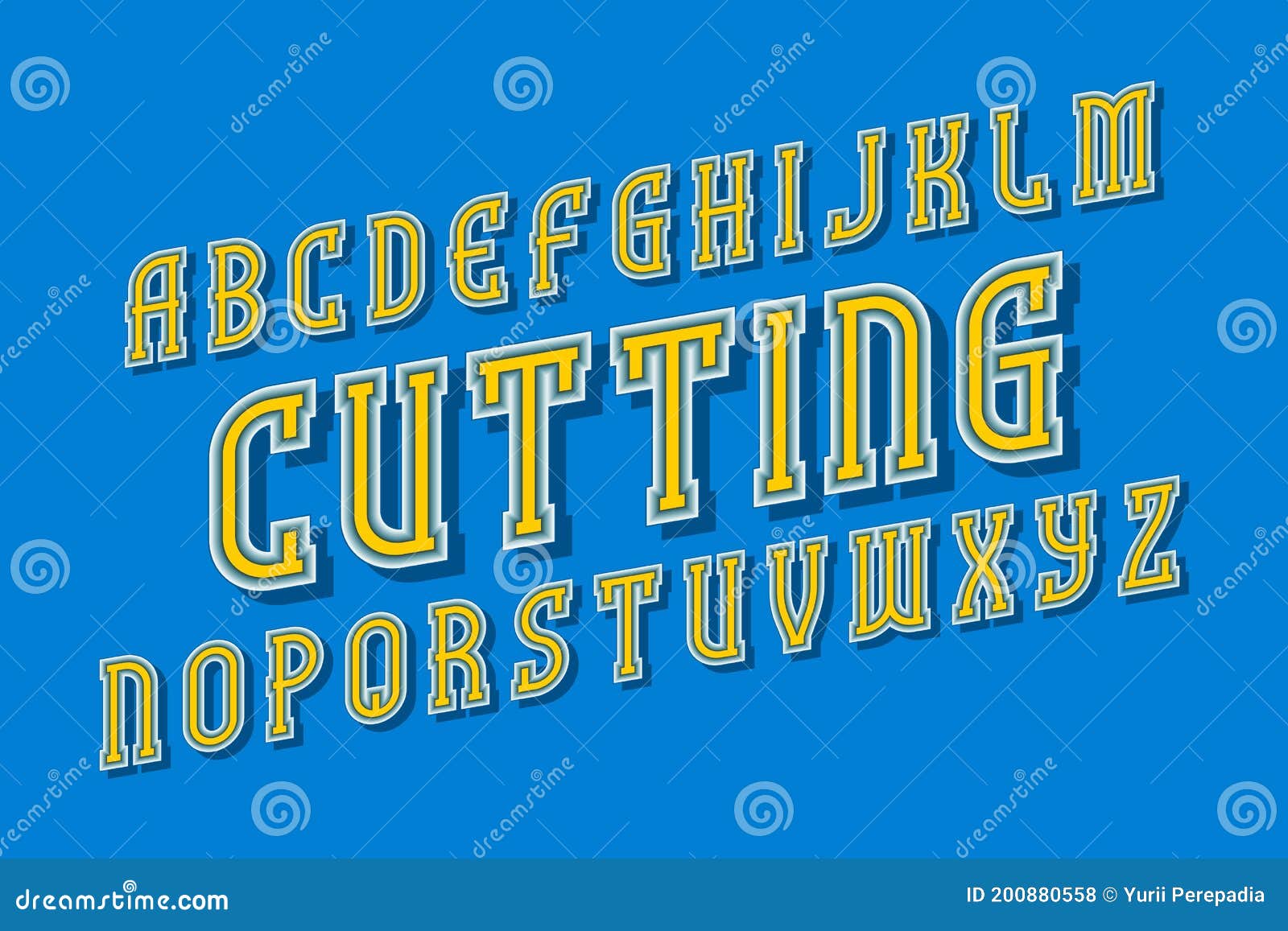 Cutting Alphabet of Yellow Letters with Volumetric Edging and Shadow ...