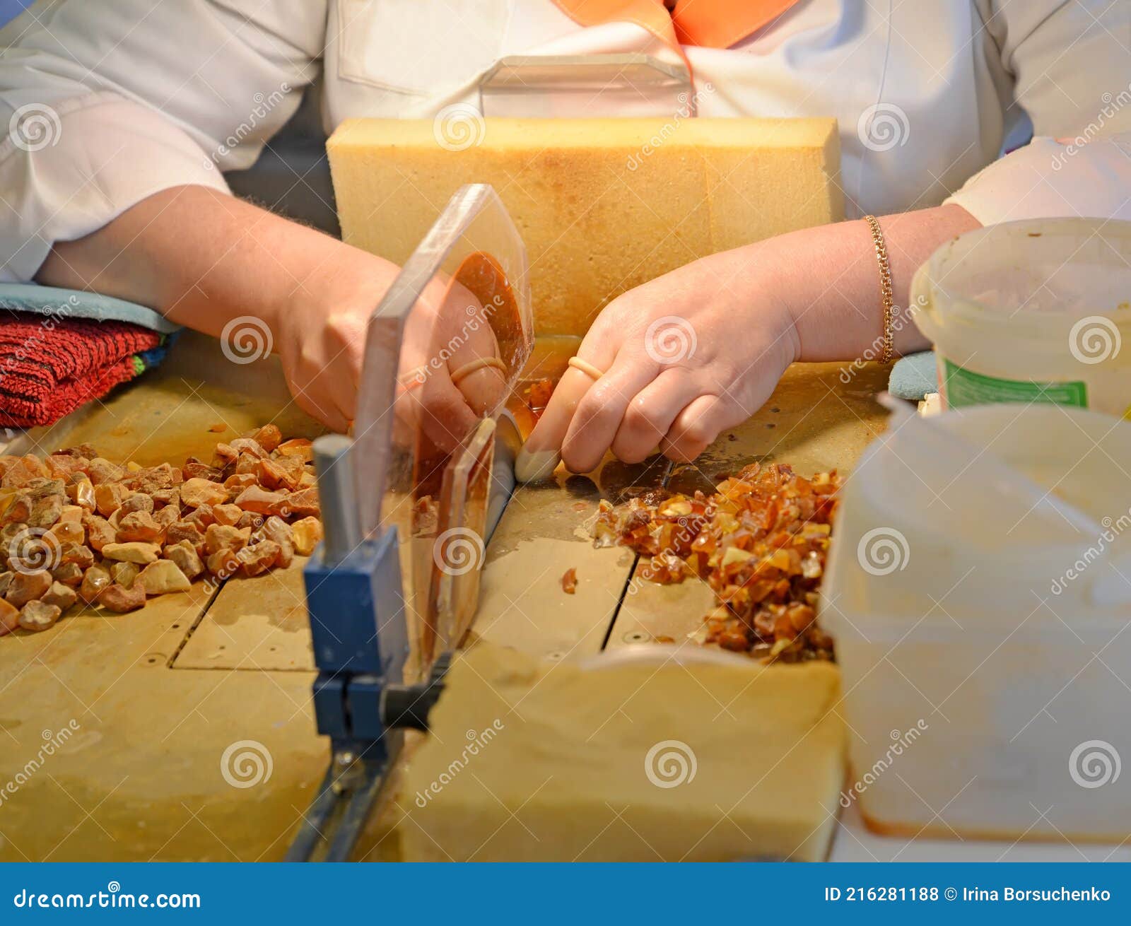 Cutting Amber Stones with a Circular Table Saw. Amber Processing ...