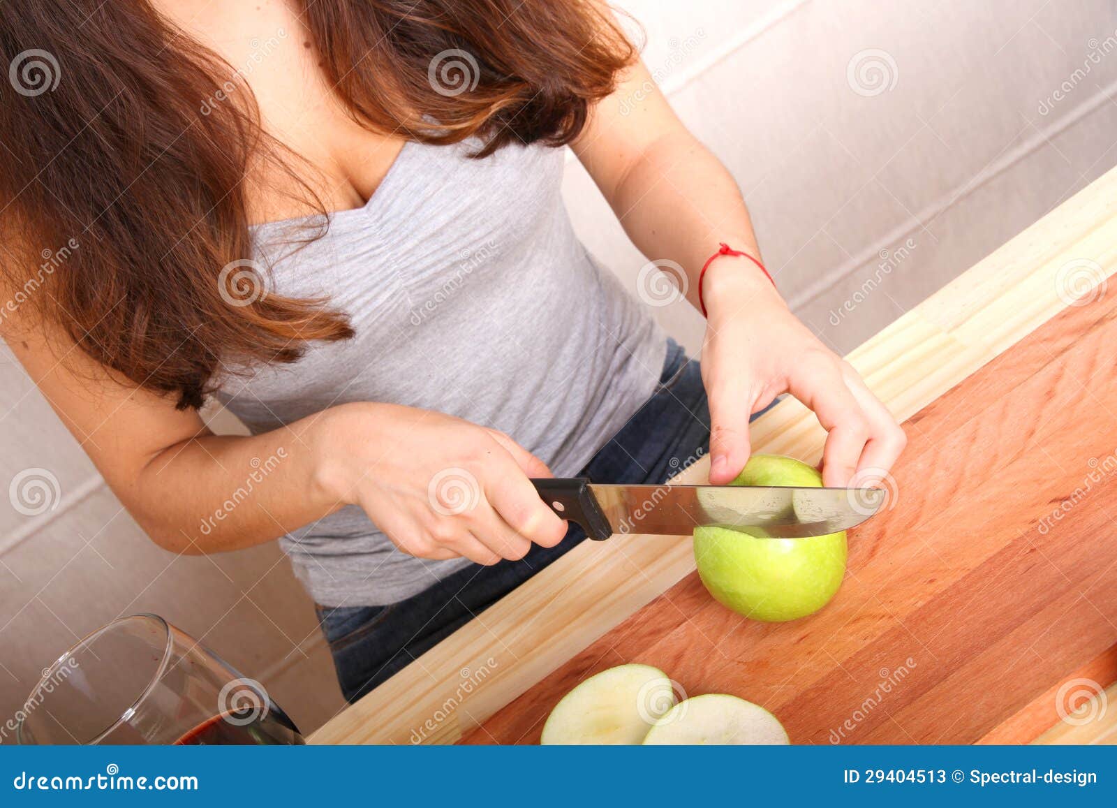 Cutting a Apple stock image. Image of look, kitchen, food - 29404513