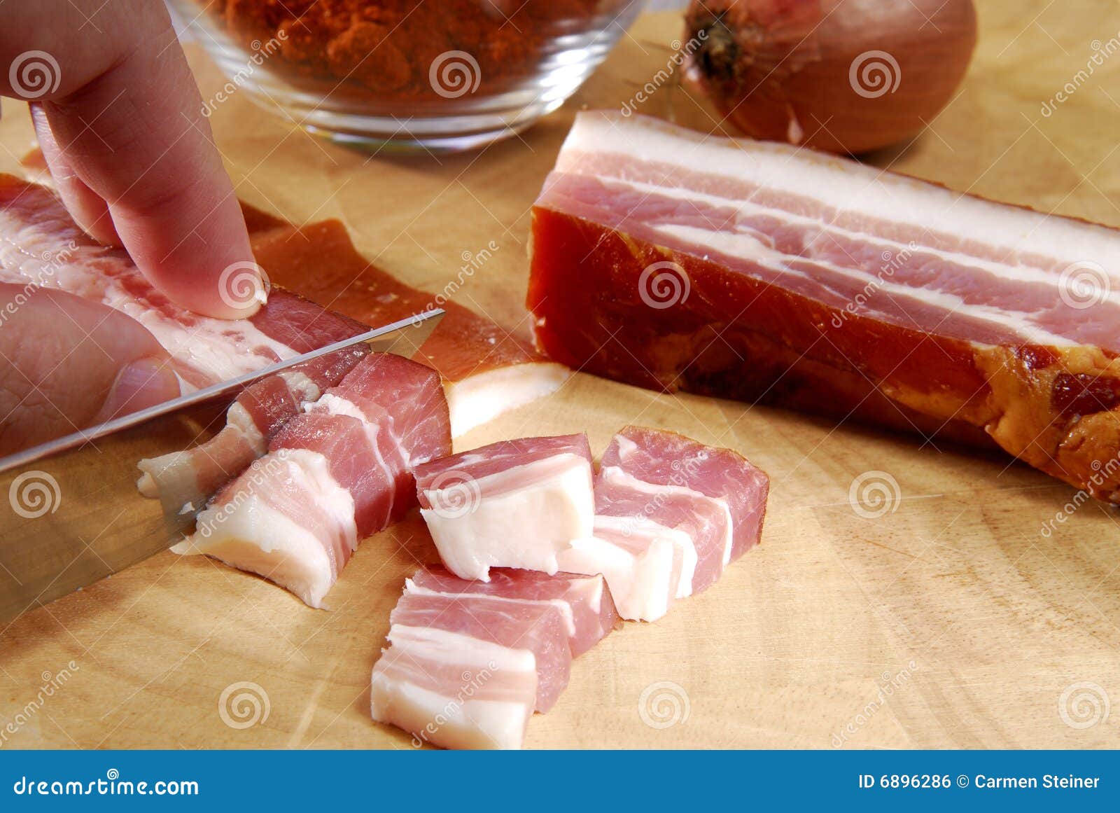 Cutting bacon stock photo. Image of meat, meal, butcher - 6896286
