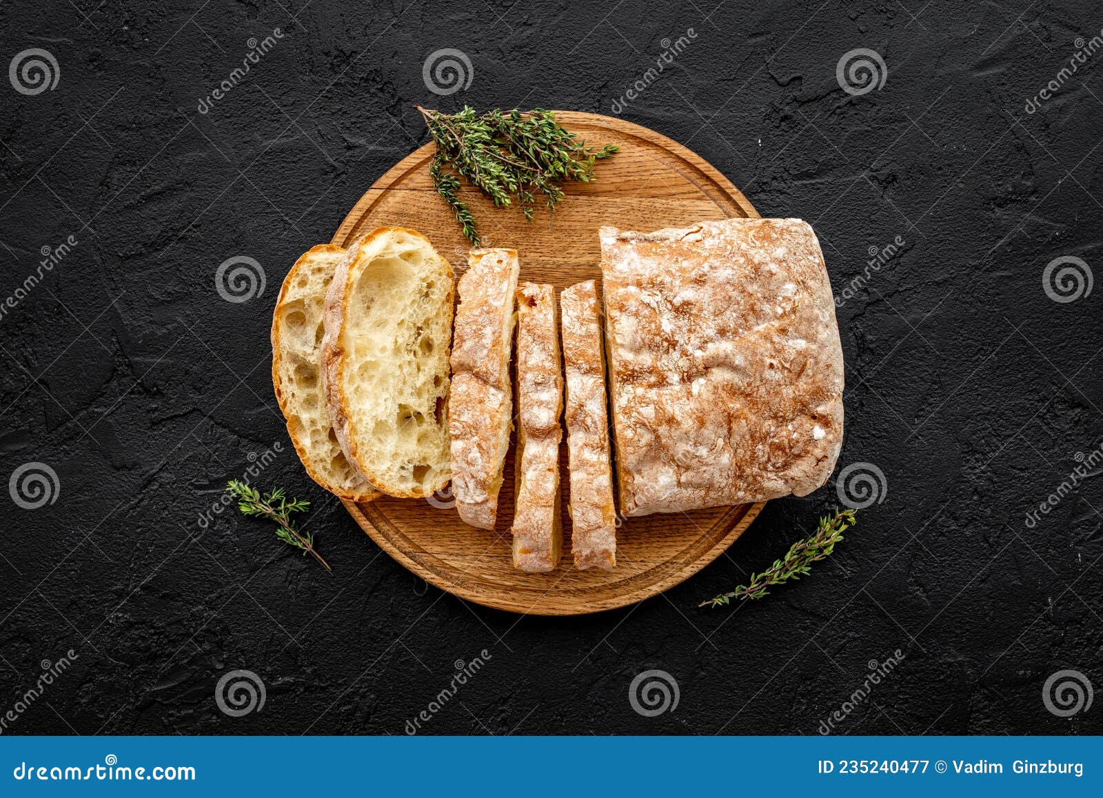 Cutting Bead Top View. Loaf of Bread on Bakery Table Stock Image ...