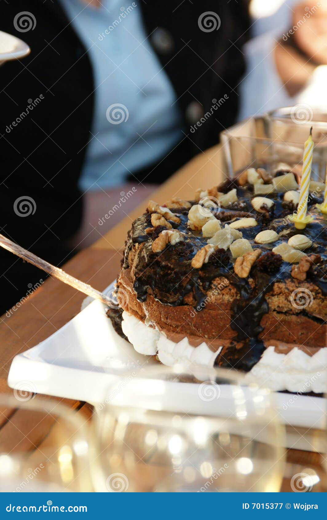 Cutting birthday cake stock image. Image of spoon, glass - 7015377