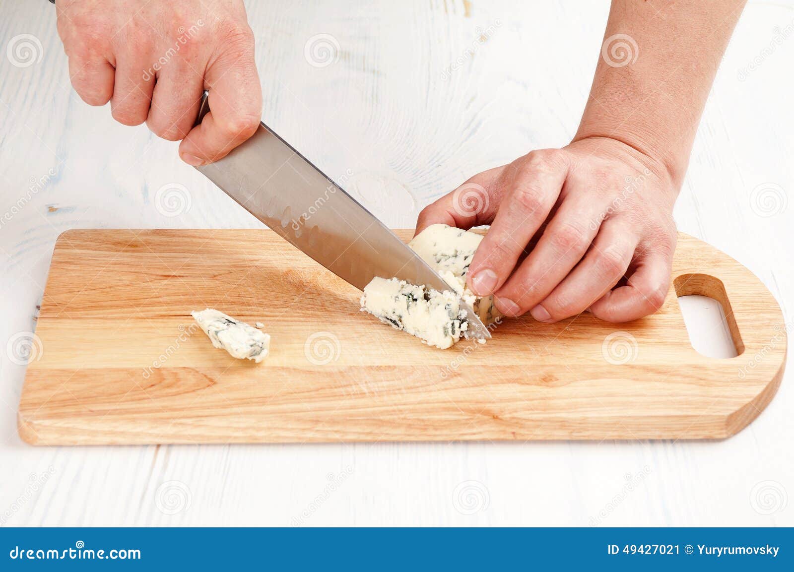 Cutting blue cheese stock image. Image of closeup, rustic - 49427021
