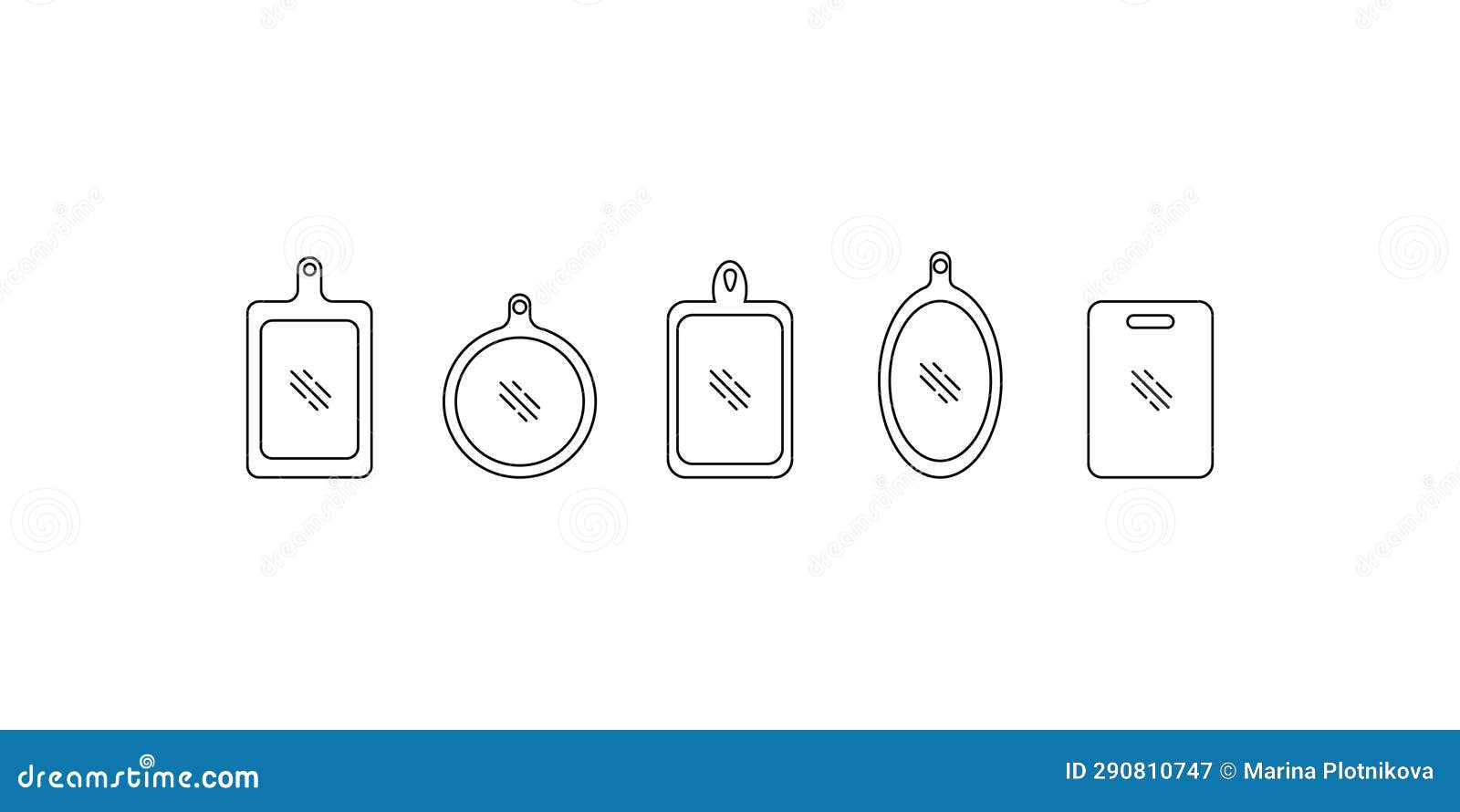 Cutting Board Outline Icons Set Vector. Editable Stroke Stock Vector ...
