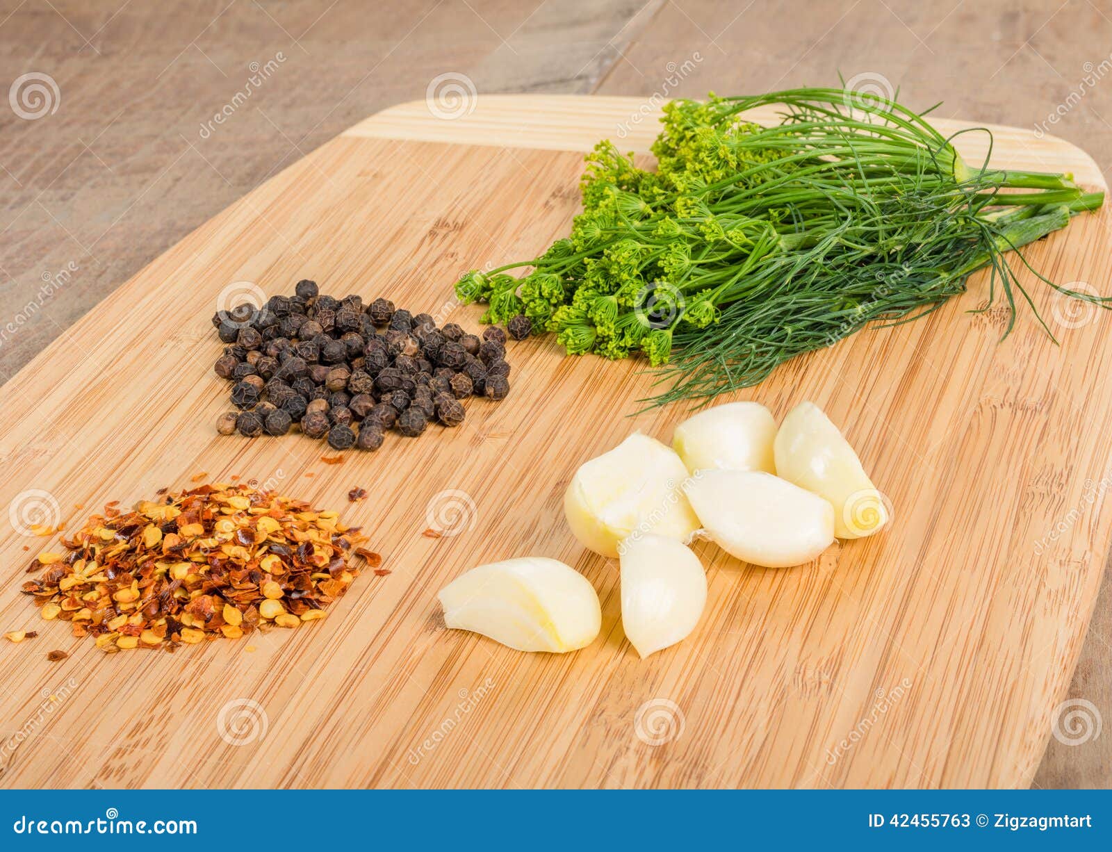 Cutting Board with Spices for Cooking Stock Image - Image of board ...