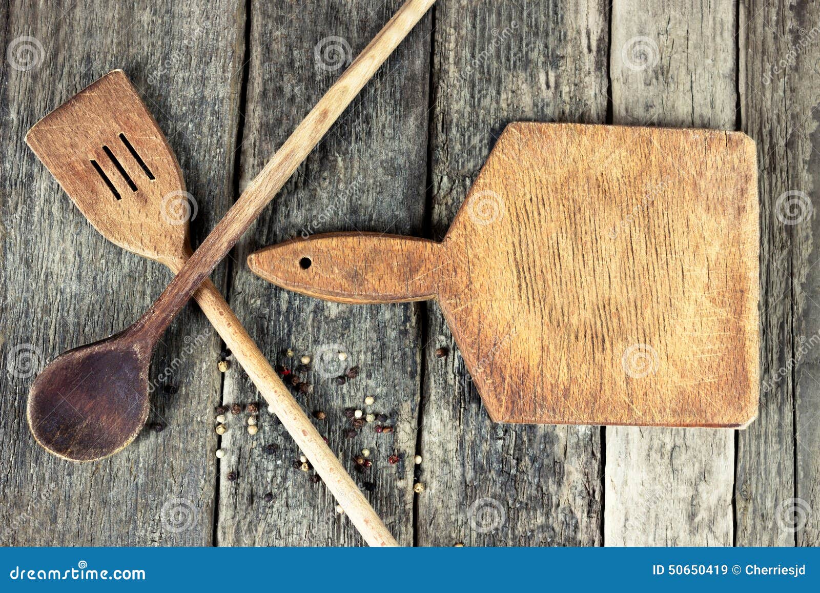 Cutting Board and Wooden Spoons Stock Image - Image of copy, border ...
