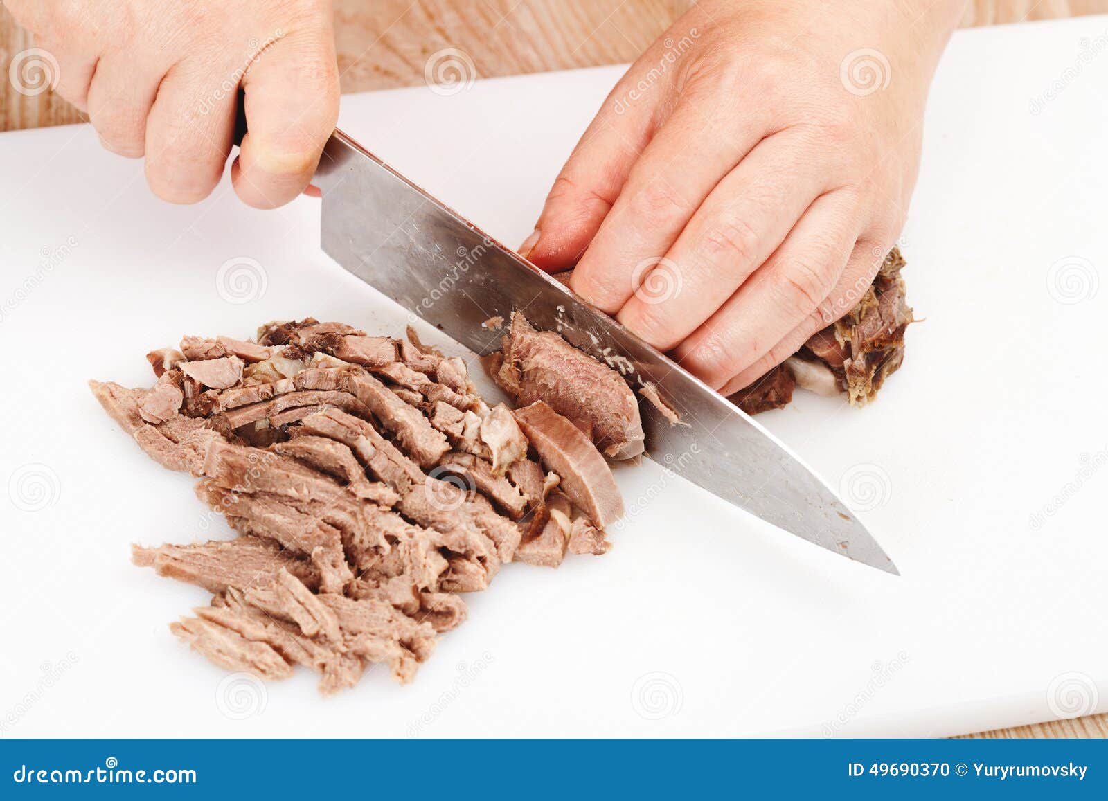 Cutting boiled beef stock photo. Image of color, lunch - 49690370