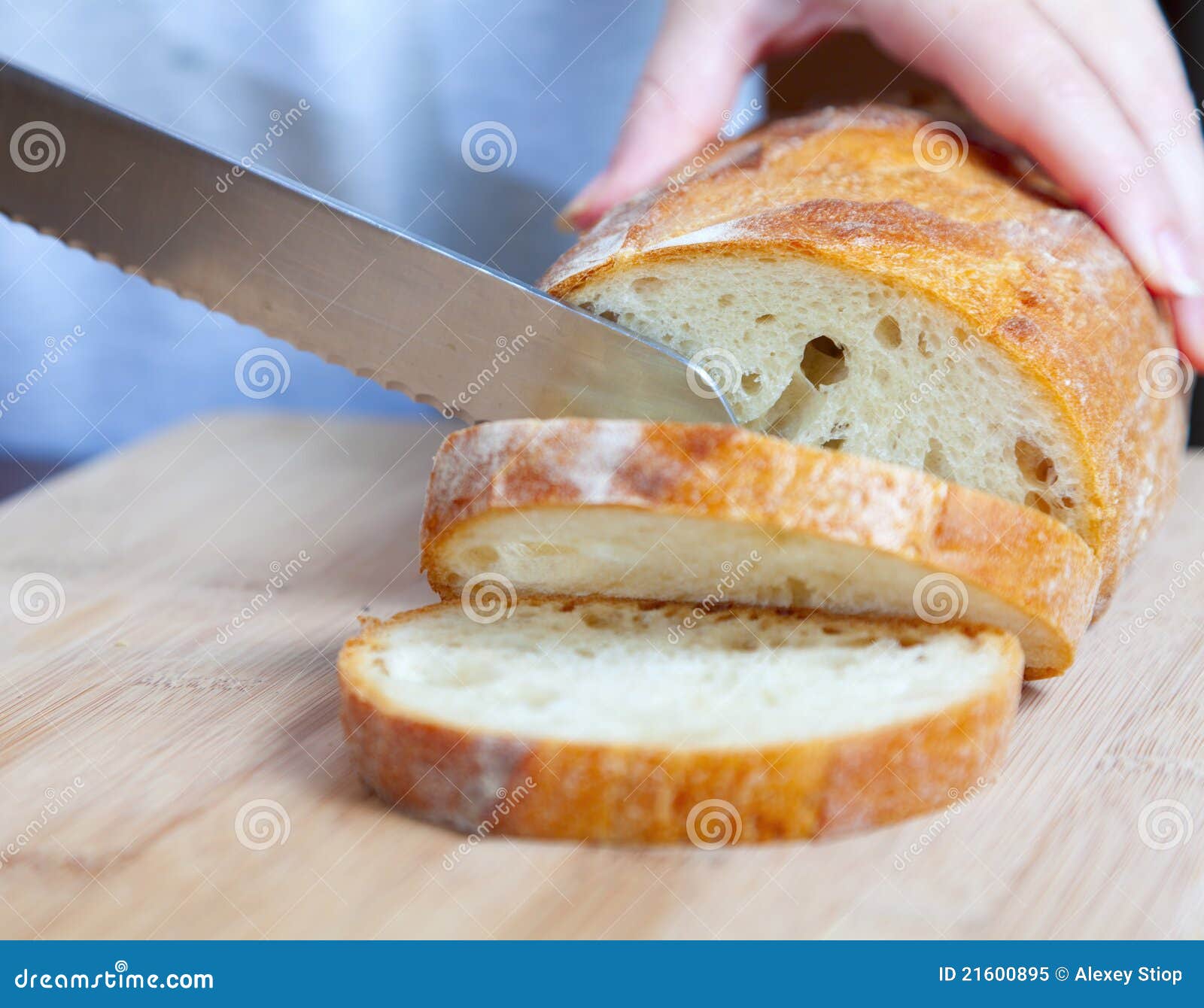 Cutting bread stock image. Image of knife, board, diet - 21600895