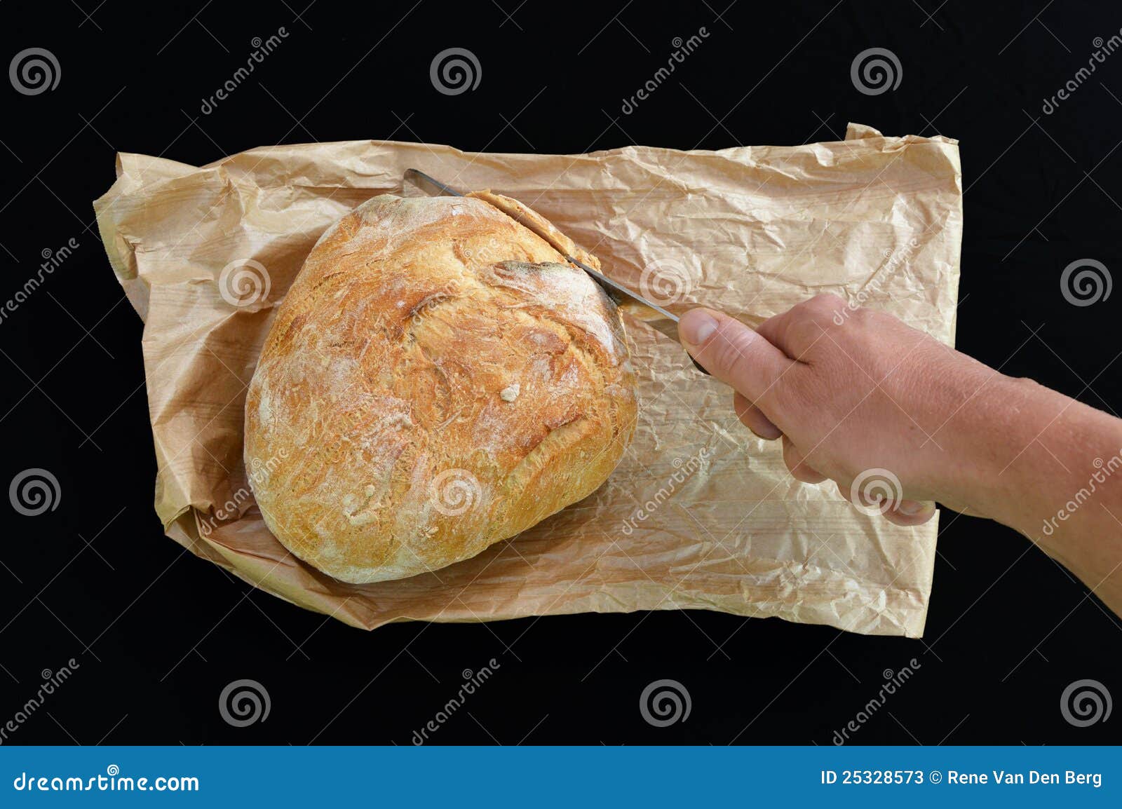 Cutting bread stock image. Image of bakery, closeup, crunchy - 25328573