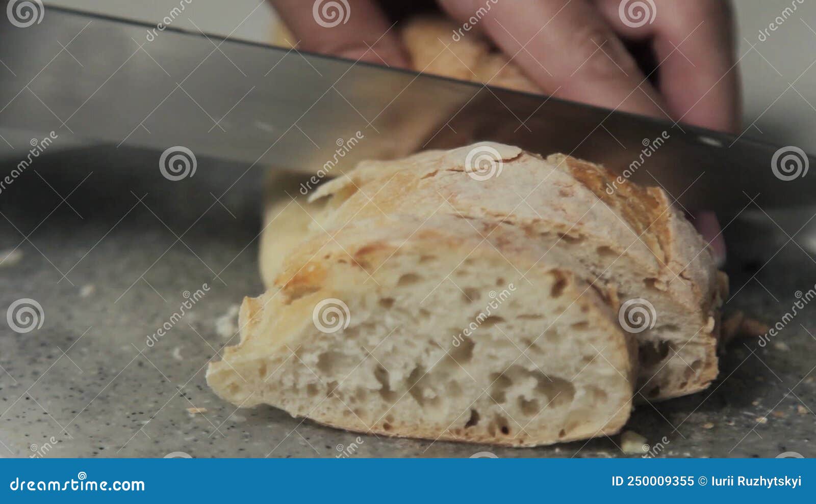 Cut White Bread. Slicing Bread on a Cutting Board. Stock Video - Video ...