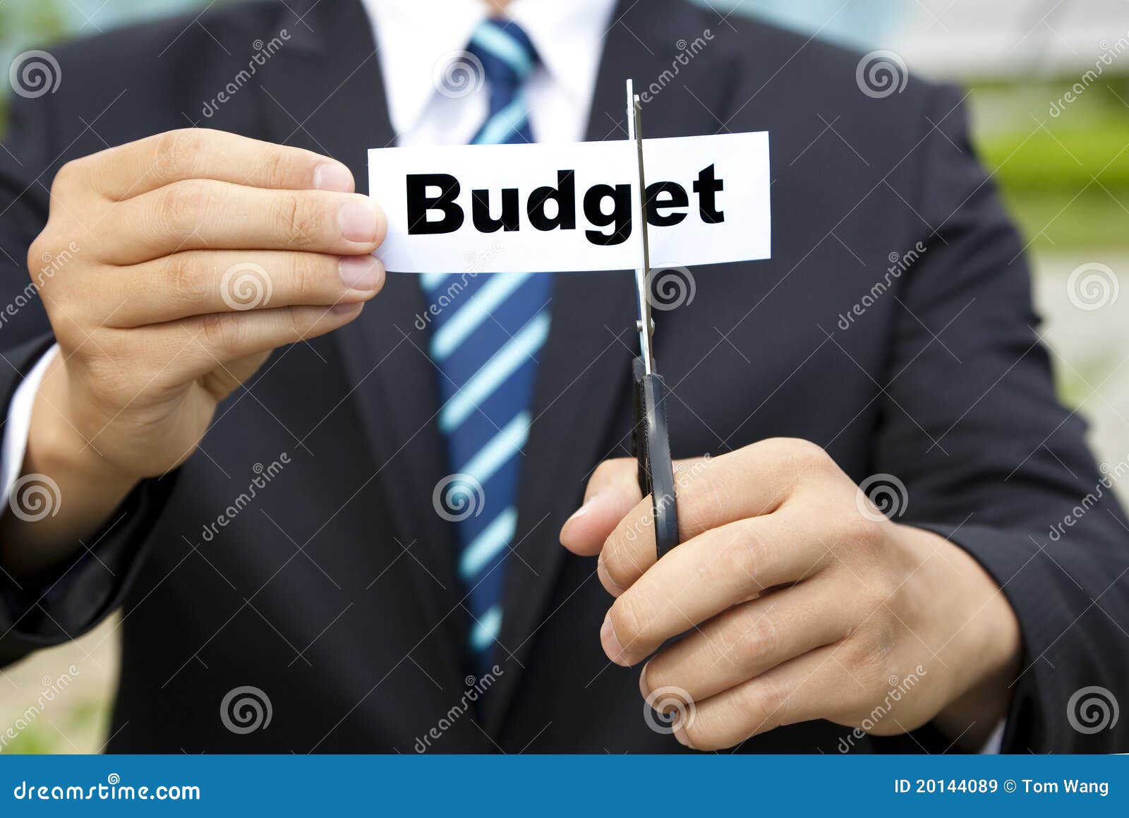 Cutting Budget by Business Man Stock Image - Image of scissors, finance ...