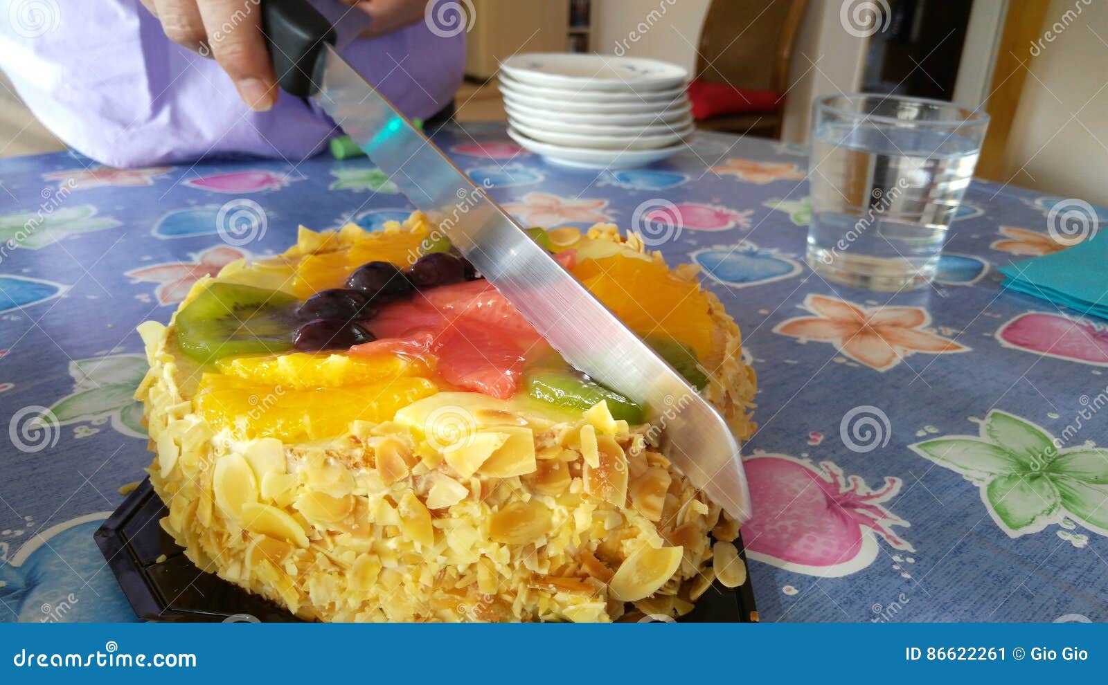 Cutting cake slice stock image. Image of fruit, cutting - 86622261