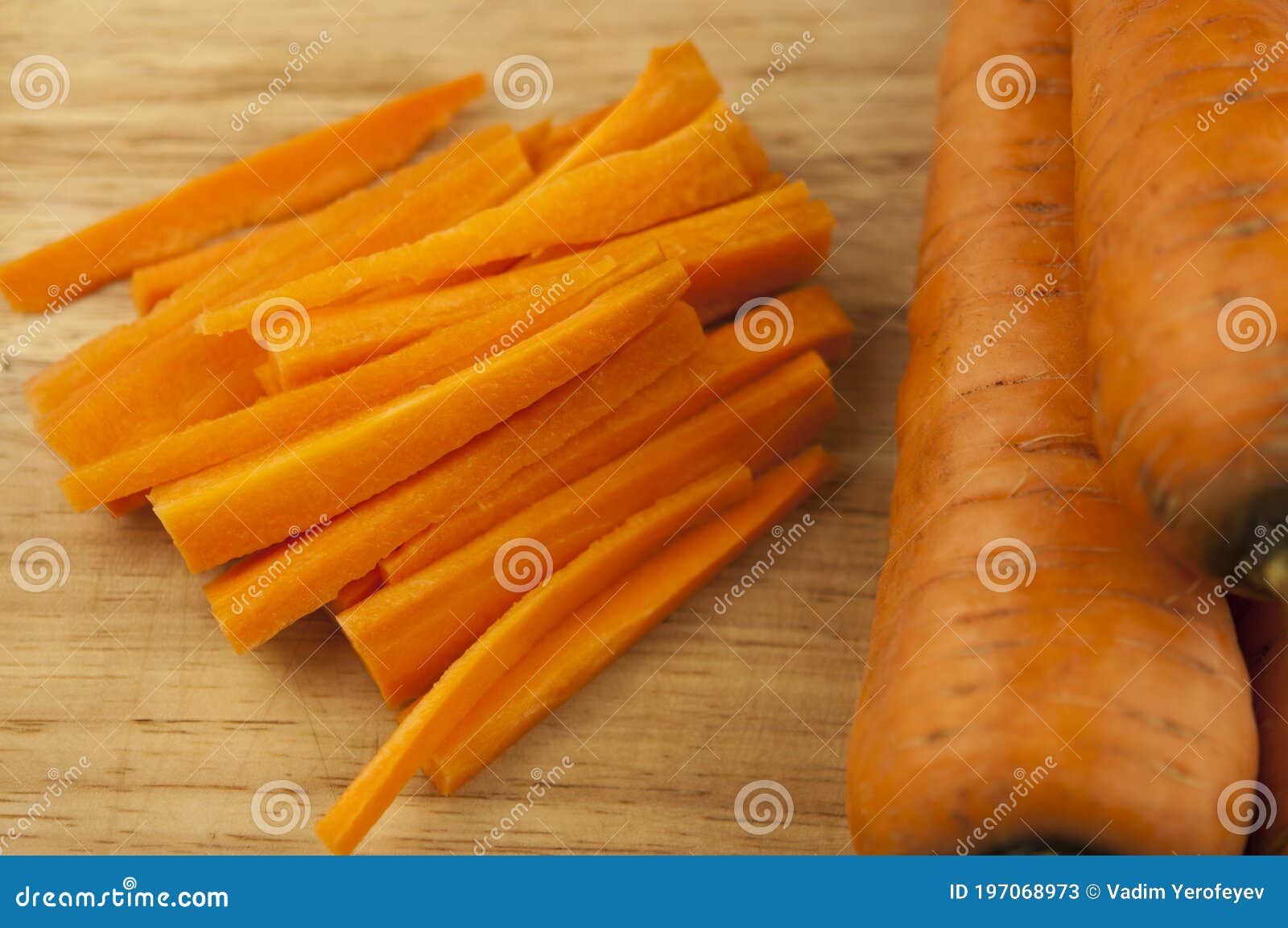 Cutting Carrots into Strips Prepare for Cooking Stock Image - Image of ...