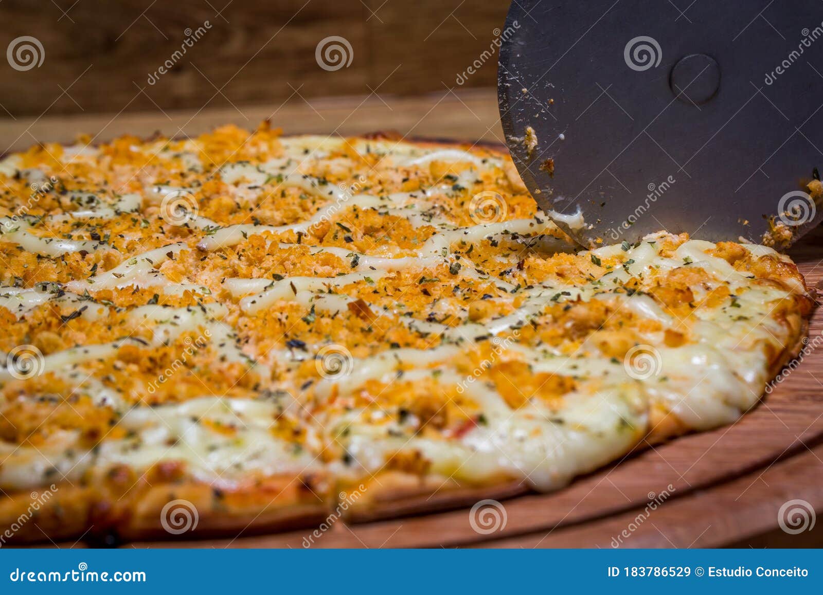 Cutting The Chicken Pizza With Catupiry Cheese,in Brazil It Is Called ...