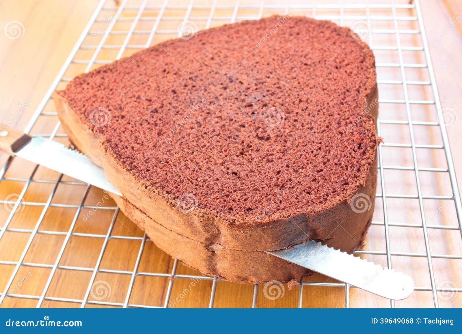 Cutting Chocolate Cake on Layers. Stock Photo - Image of gourmet ...