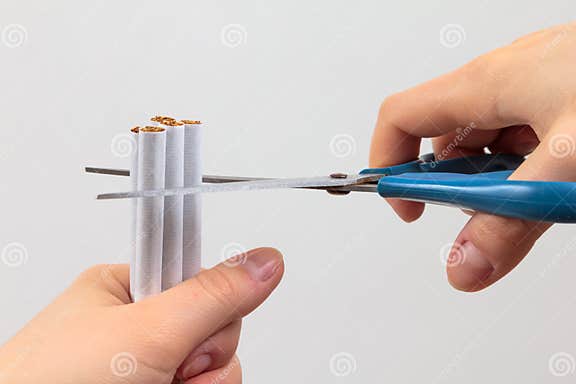 Cutting Cigarette, Quit Smoking. Stock Image - Image of health, concept ...