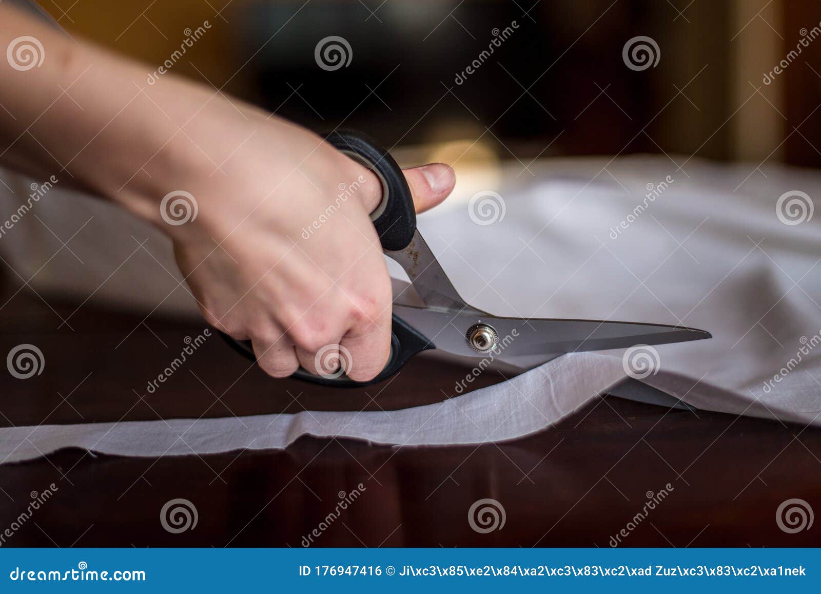 Cutting the Cloth To Prepare the Drape Stock Photo - Image of clothing ...