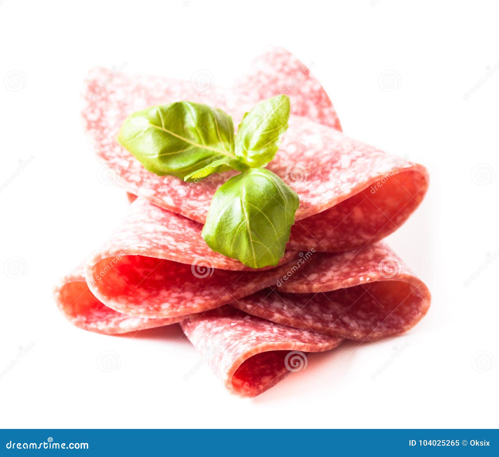Salami slices isolated stock image. Image of bacon, cuisine - 104025265