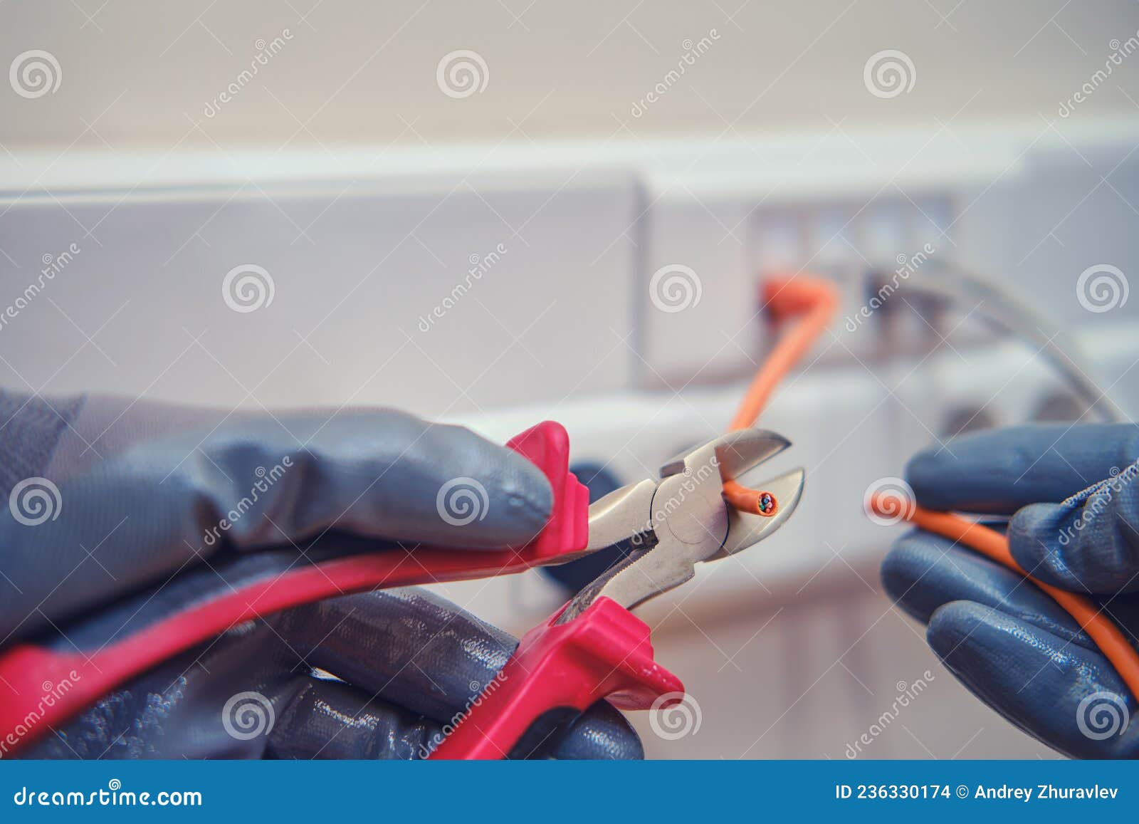 Cutting the Computer Network Wire in the Office in Pieces Stock Photo ...