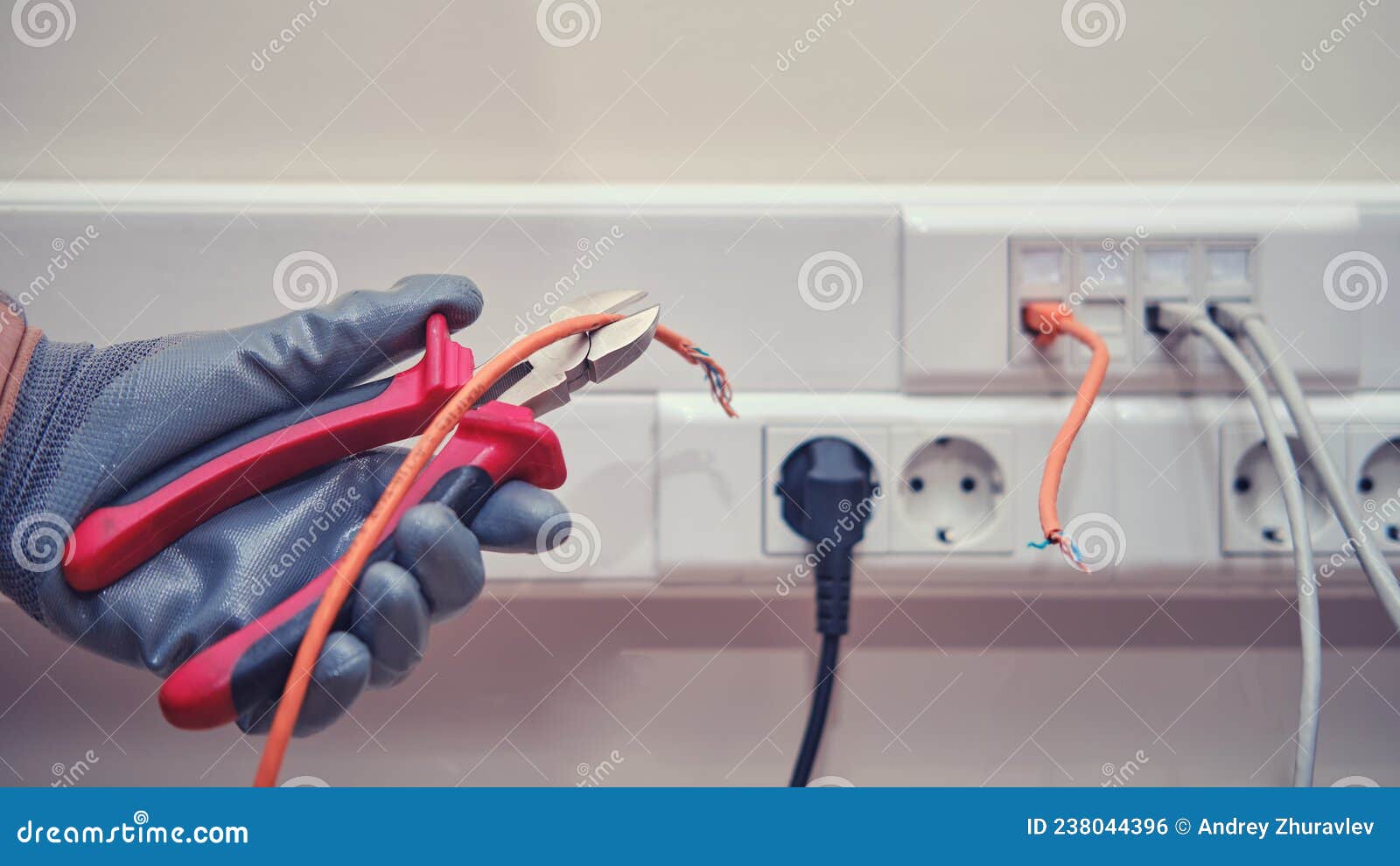 Cutting the Computer Network Wire in the Office in Pieces Stock Photo ...