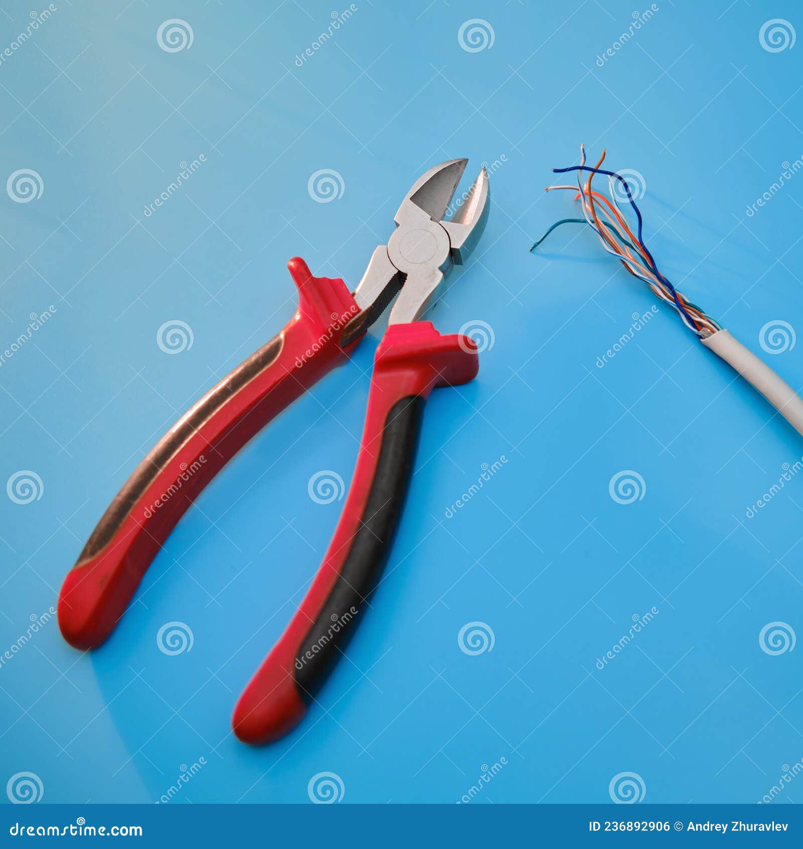 Cutting a Computer Network Wire with Wire Cutters, Blue Studio ...