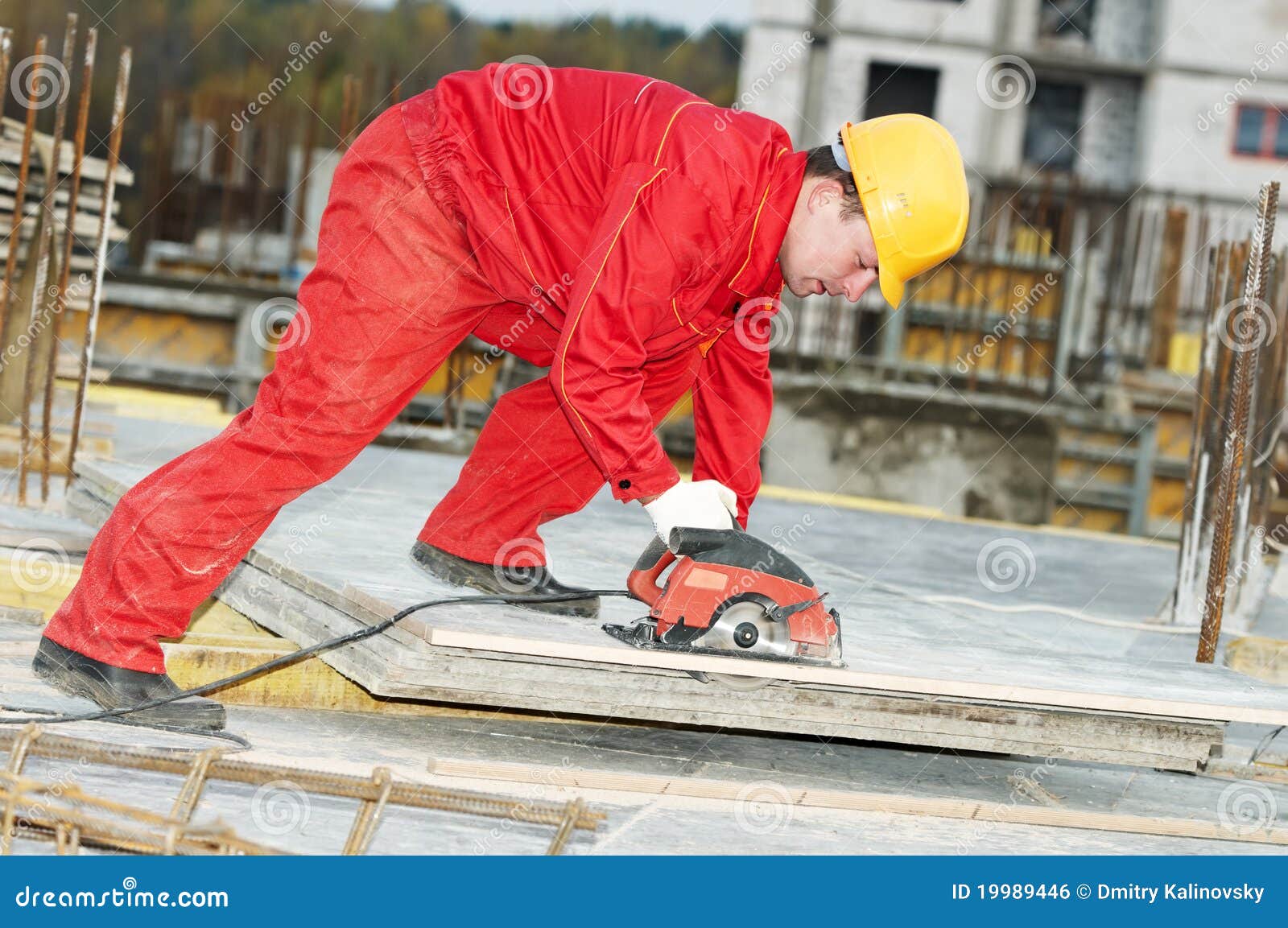 Cutting Construction Wood Board Stock Photo - Image of powerful, dust ...