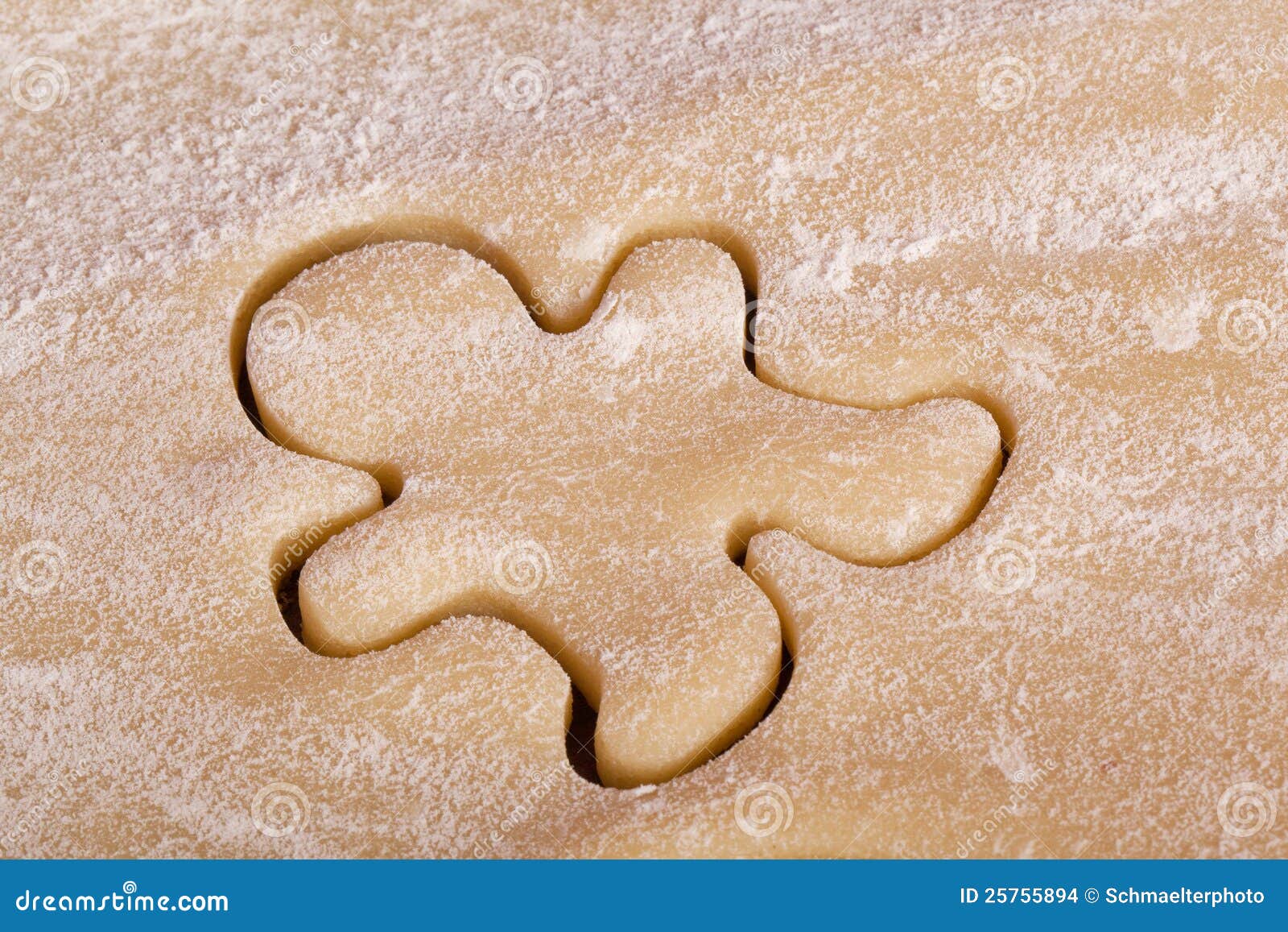 Cutting Cookies Dough Gingerbread Man Shape Stock Photo - Image of ...