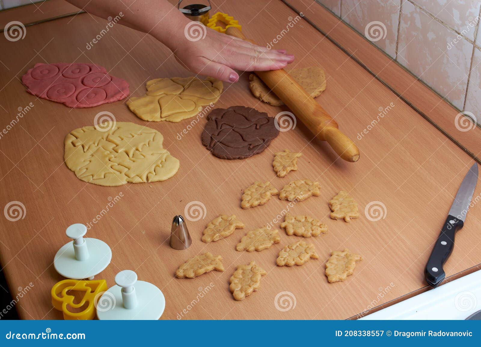 Cutting Cookies from the Dough Stock Image - Image of sugar, bakery ...