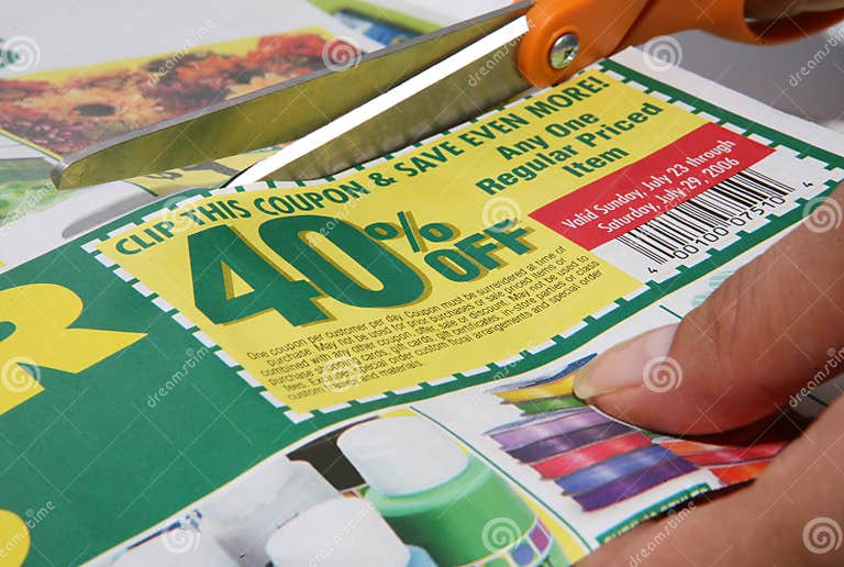 Cutting Coupon stock image. Image of hand, decrease, sale - 1062127