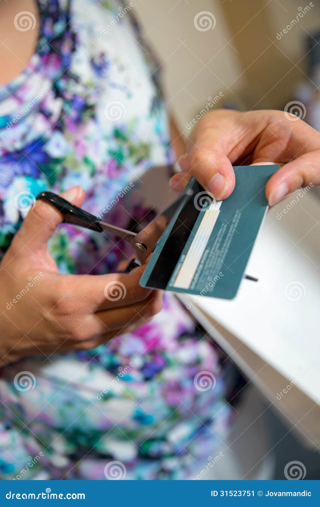 Cutting a Credit Card with Scissors Stock Image - Image of broken ...