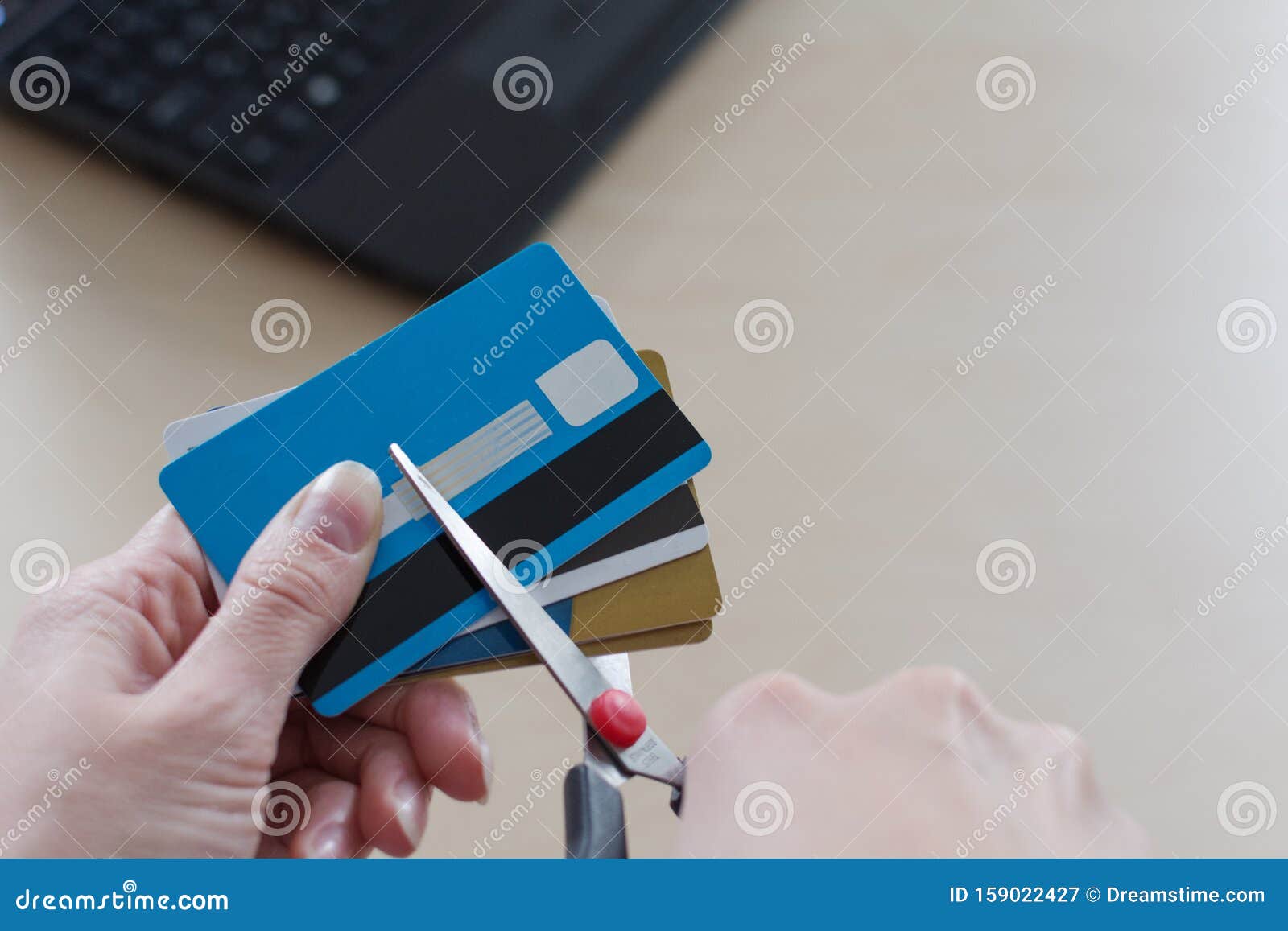 Cutting a Credit Card Using a Scissors Stock Image - Image of bills ...