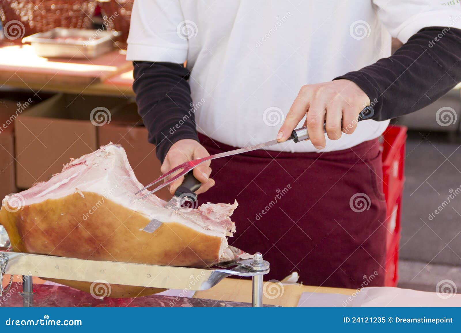 Cutting Easter ham stock image. Image of kitchen, food - 24121235