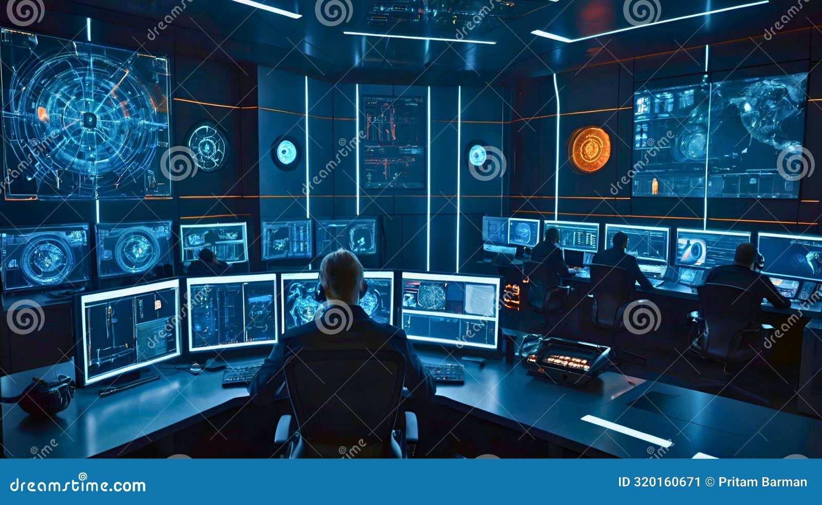 A Cutting-edge AI-powered Cybersecurity Control Room. Stock Image ...