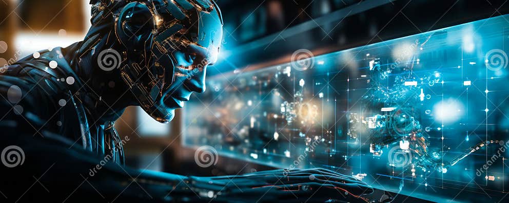 Cutting-Edge AI Technology Concept with Cybernetic Robot Interface ...