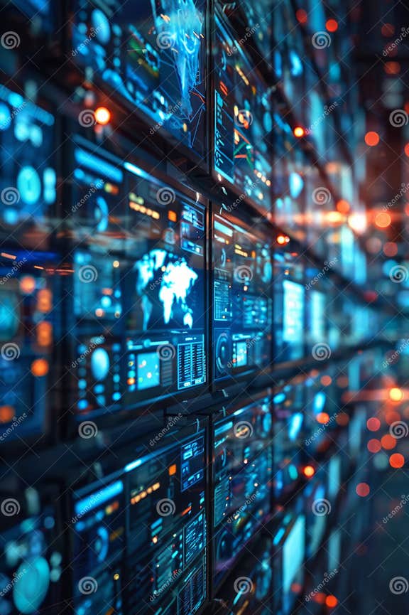 Cutting-edge Command Center Tracking Real-time Data for Global Security Surveillance. Stock ...