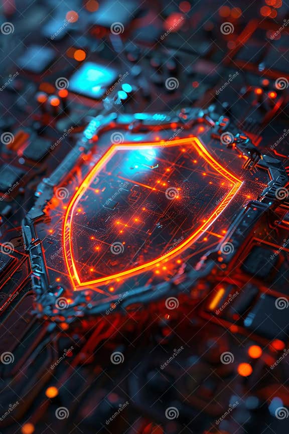 Cutting-edge Cyber Security with Glowing Virtual Shield Protecting Data ...
