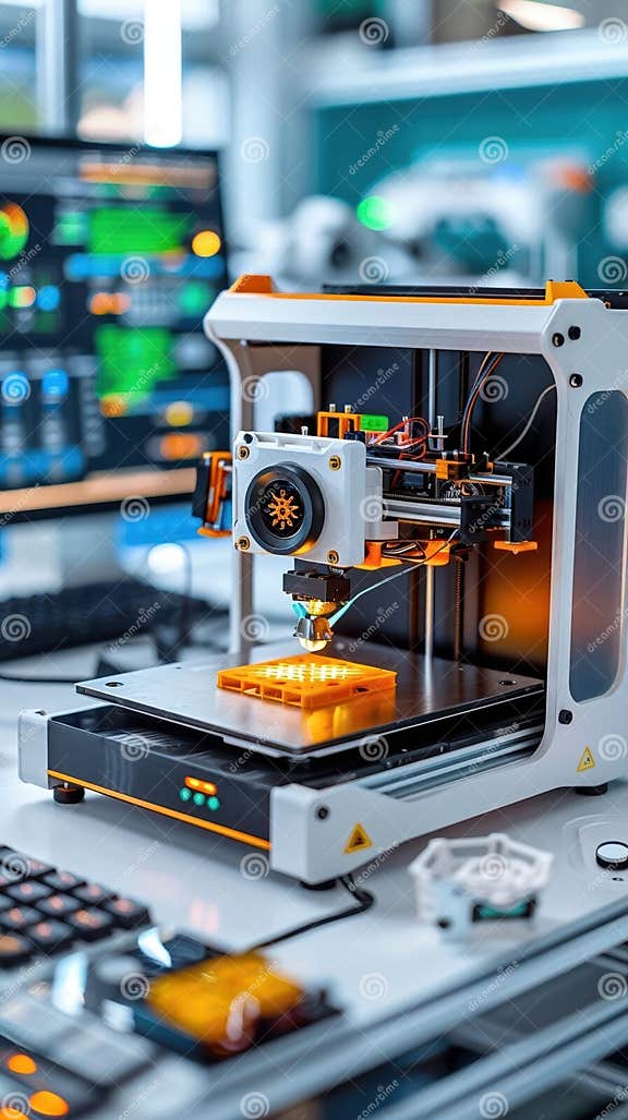 Cutting-edge 3D Printer in a Modern Workspace, Creating Intricate ...