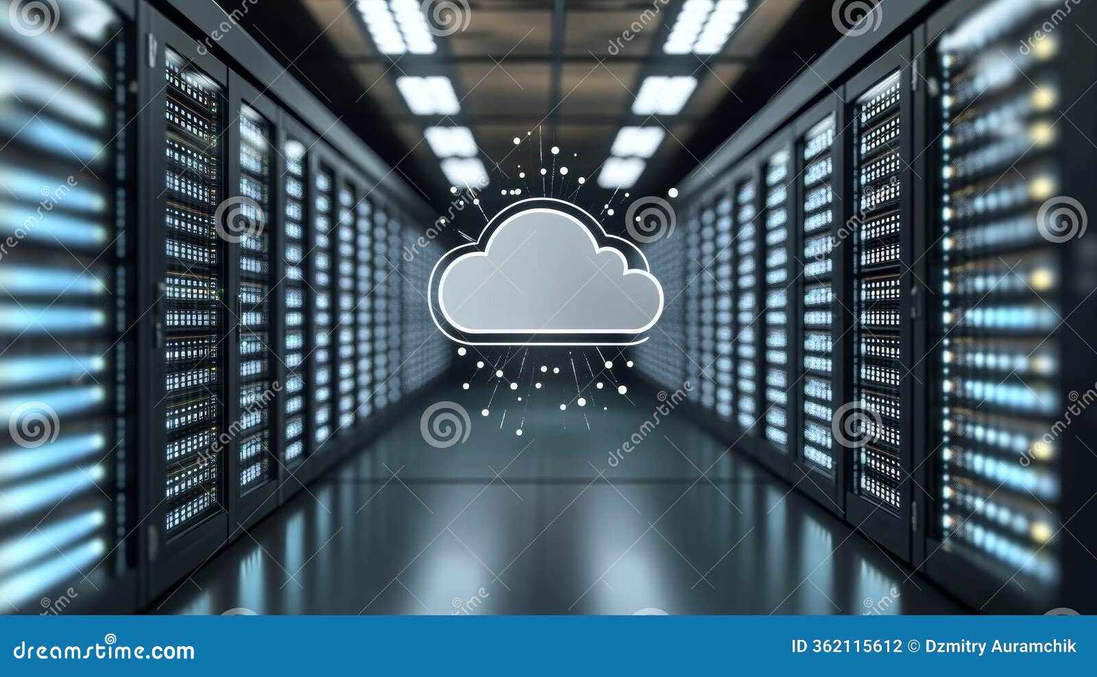 A Cutting-edge Data Center Illustrated with a Cloud Symbol To Denote ...