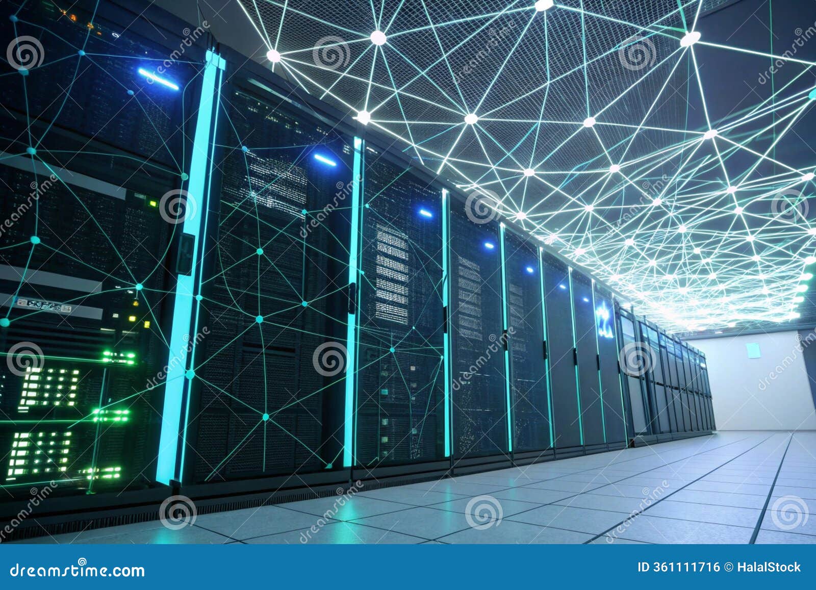 Futuristic Cyber Network: 3D Grid and Artificial Intelligence Wireframe ...