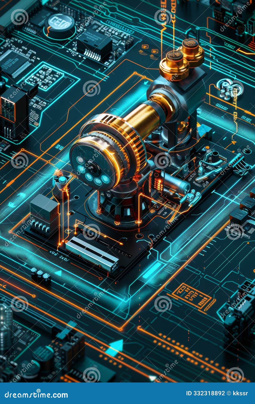 Cutting-edge Digital Oil Pump on Motherboard Interface Stock ...