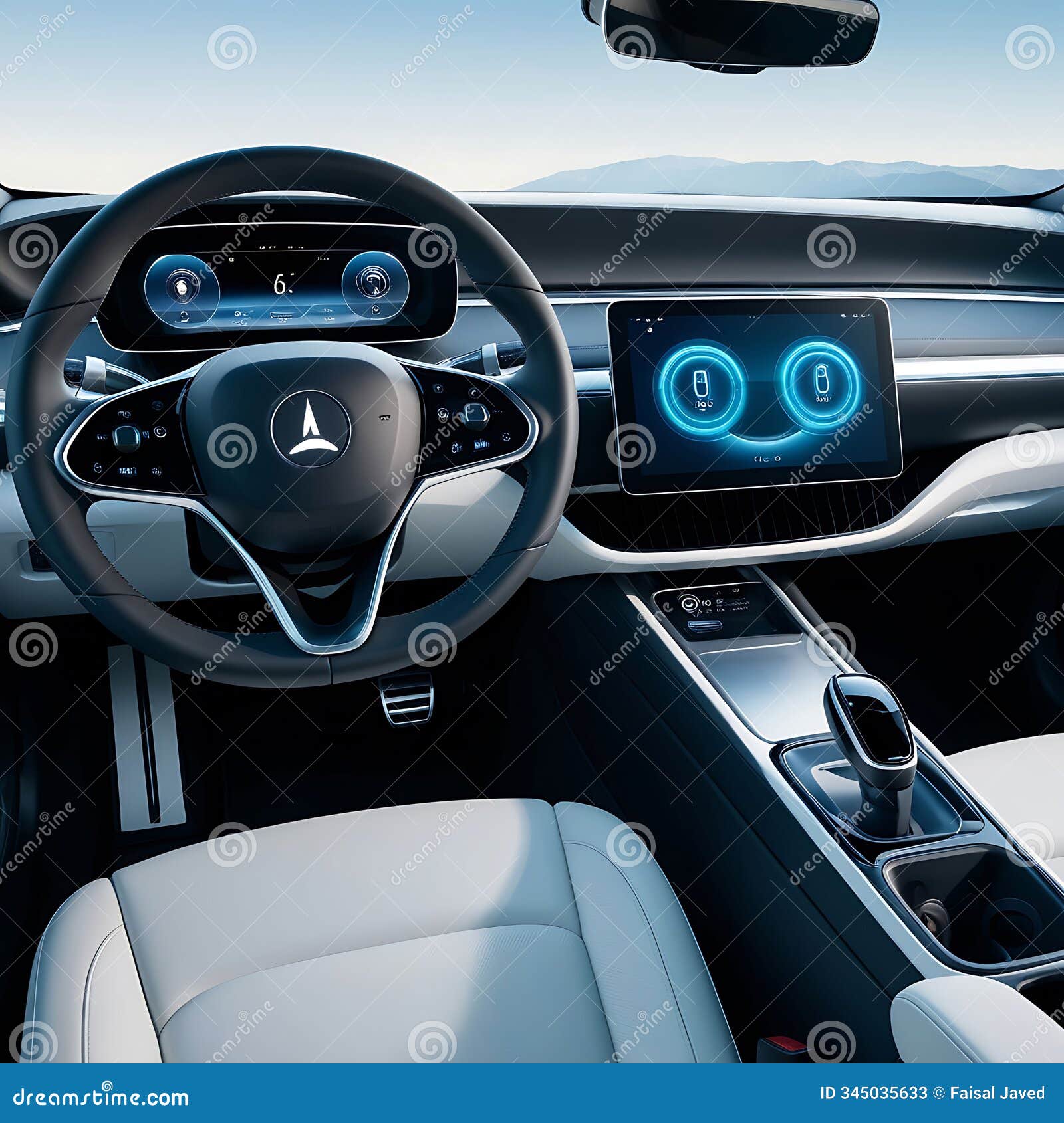 A Cutting-edge Electric Car Dashboard Features a Curved Touch Screen ...