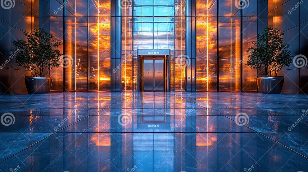 Cutting Edge Elevator Operates Smart Building Lobby Showcasing ...