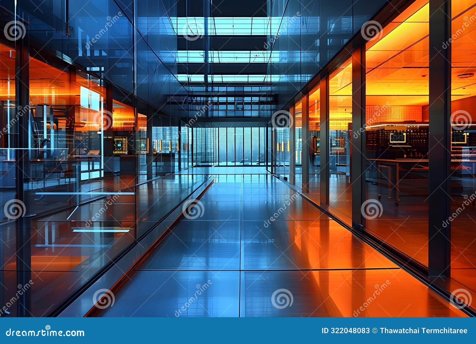 Cutting-Edge High-Tech Headquarters Corridor with Striking Glass ...