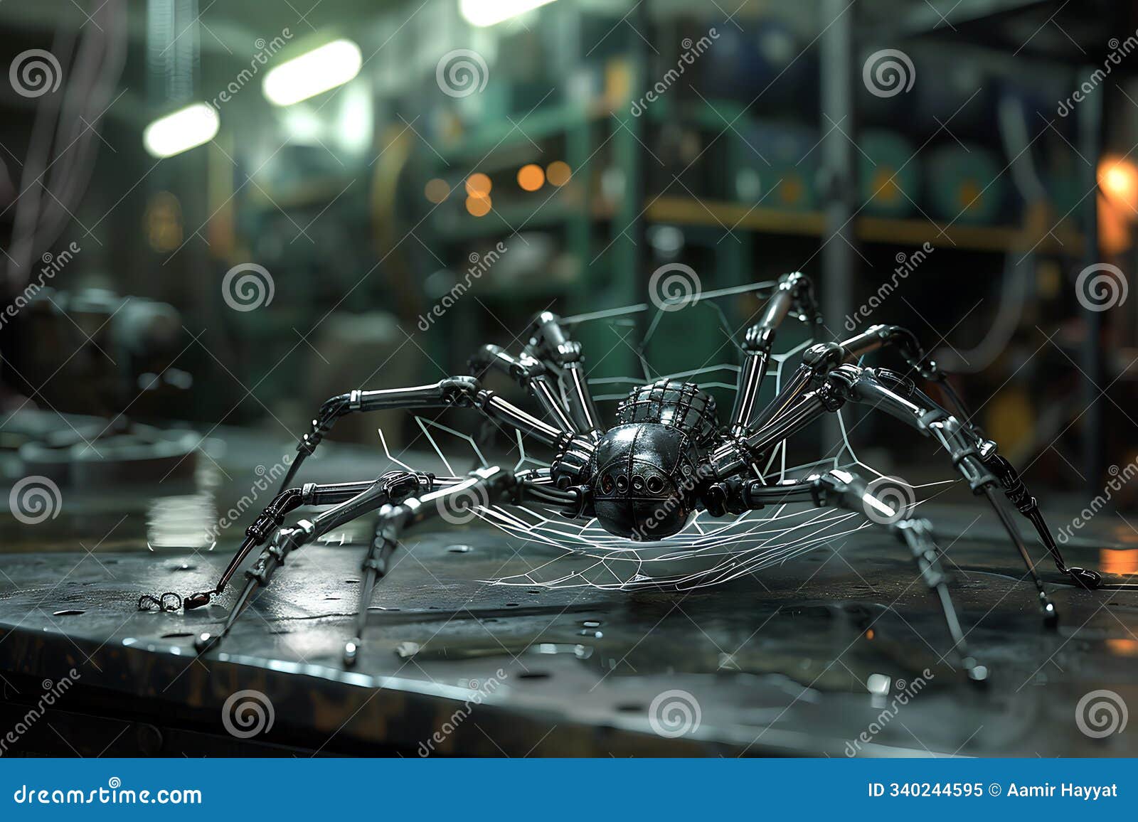 Hybrid Spiderbot Weaving a Complex Web with Advanced Robotics Stock ...